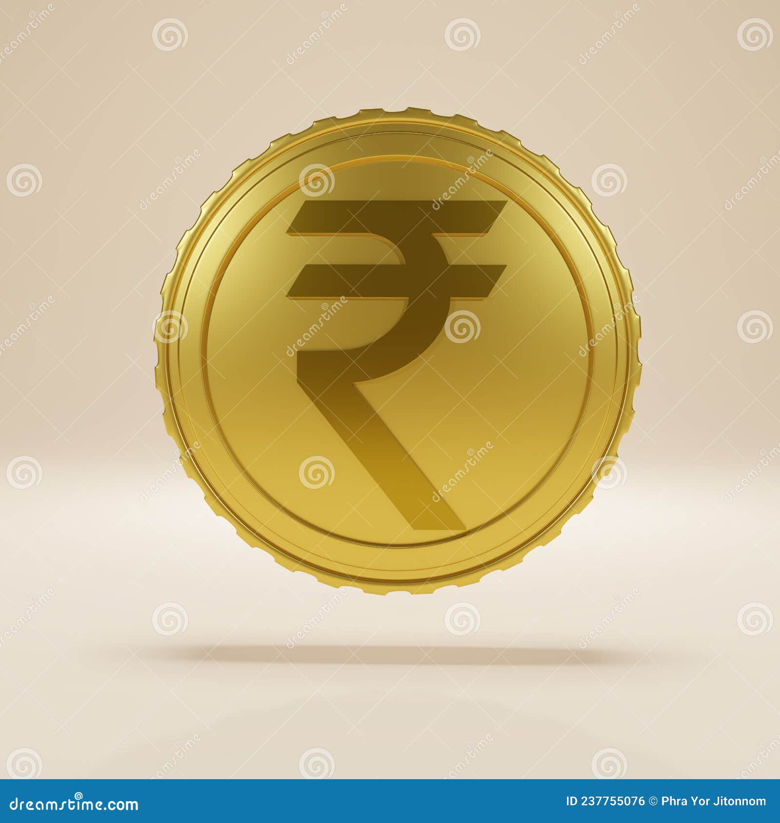 Indian Rupee Coin Isolated on Beige Background Stock Illustration ...