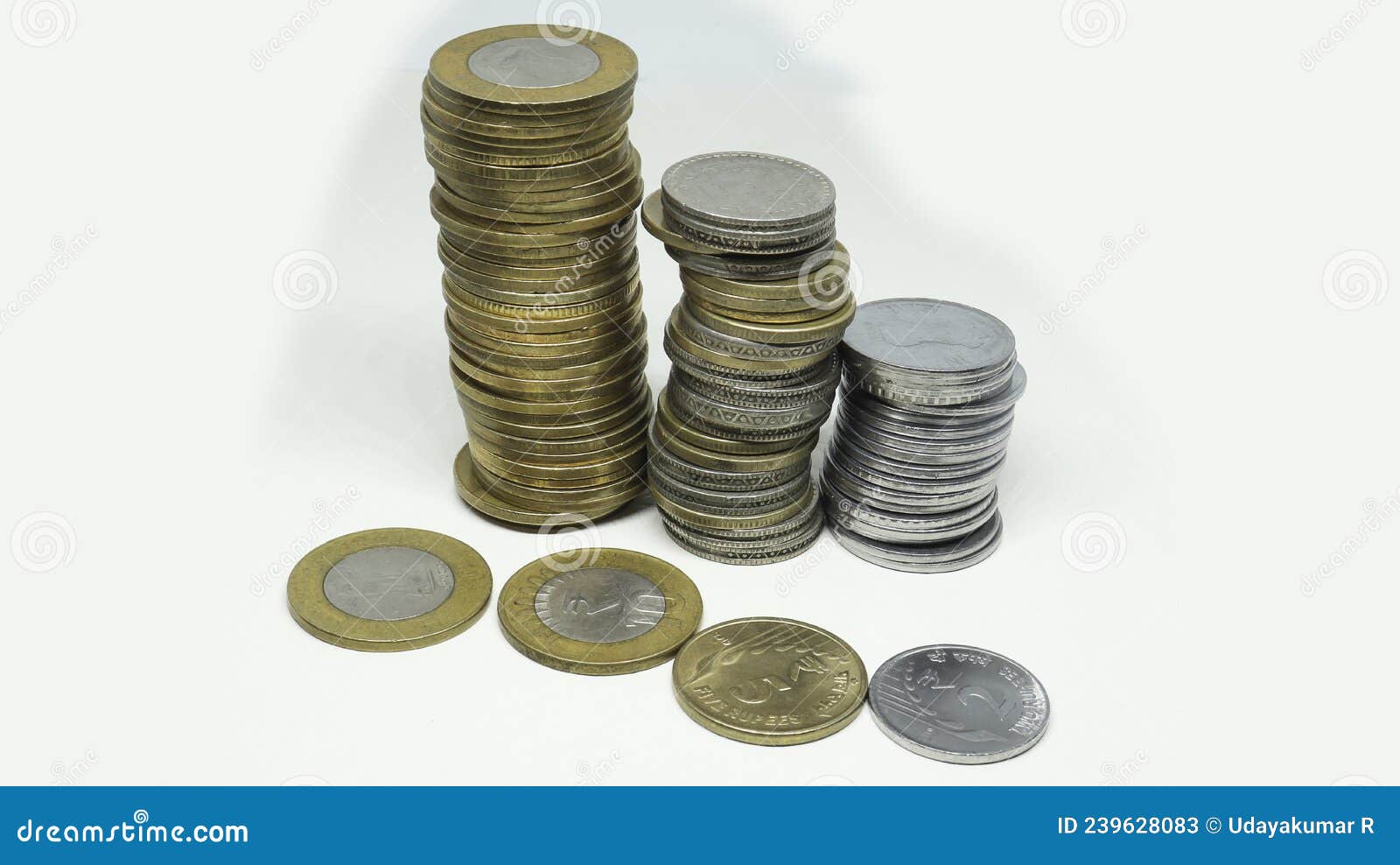 Indian Rupee Coins. Ten Rupees and Five Rupees Coins. and Two Rupees ...