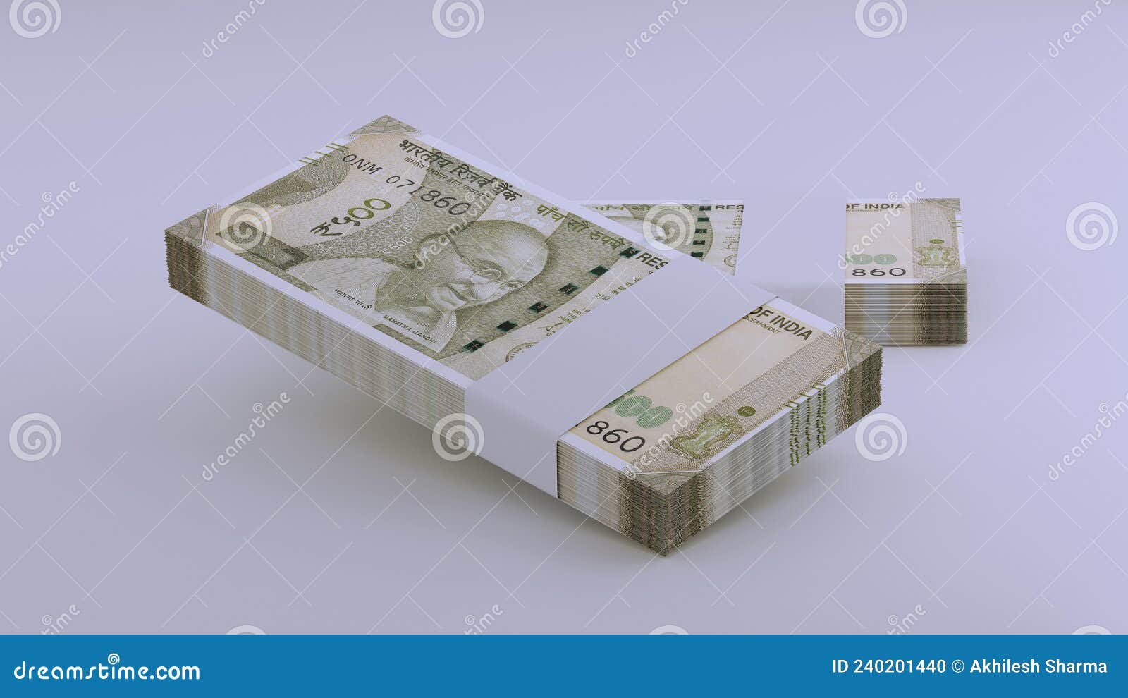 Indian Rupee 500 Currency Note Bundles - 3D Illustration Stock ...