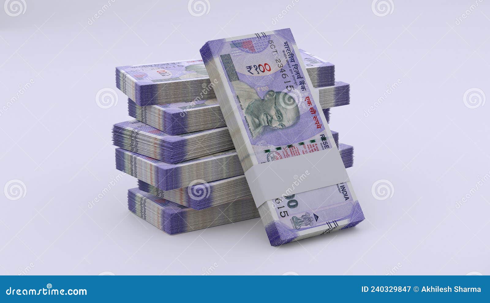 Indian Rupee 100 Currency Note Bundles - 3D Illustration Stock ...