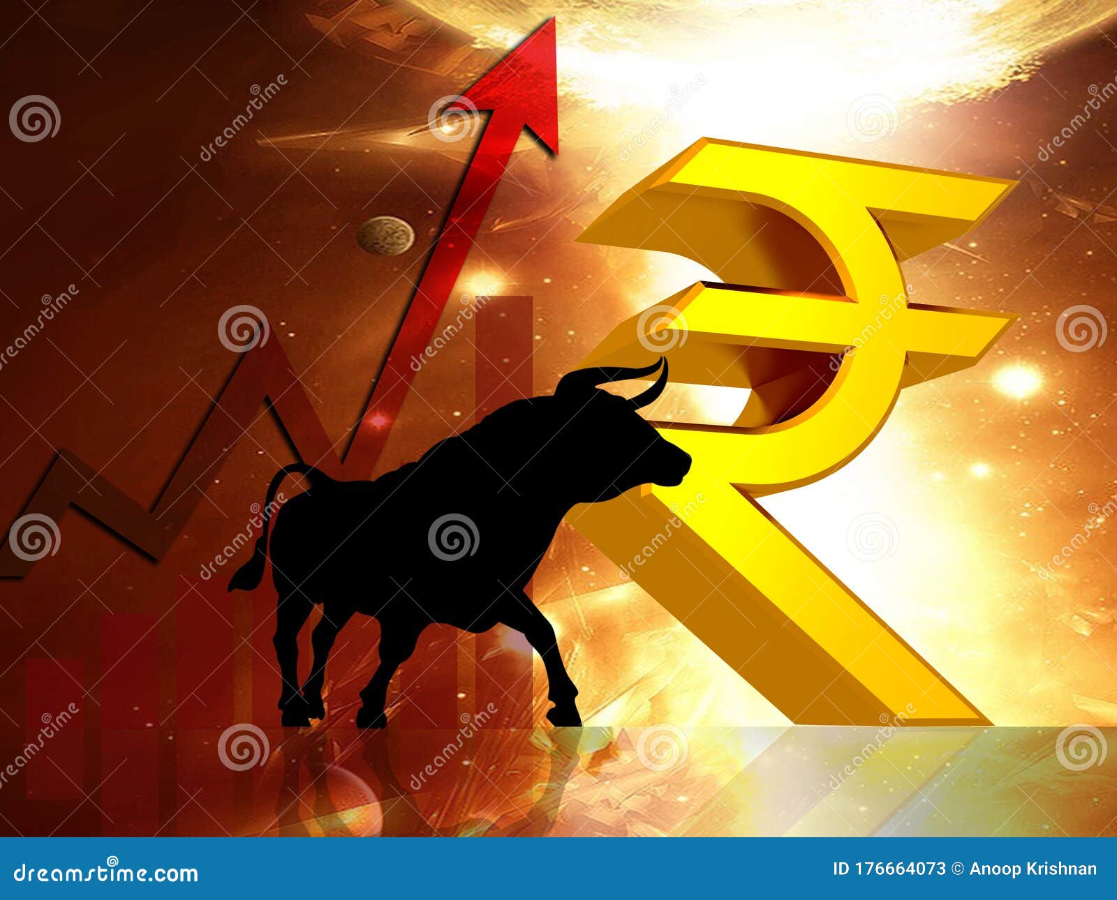 Indian Rupee Growth Concept. 3d Render. Stock Illustration ...