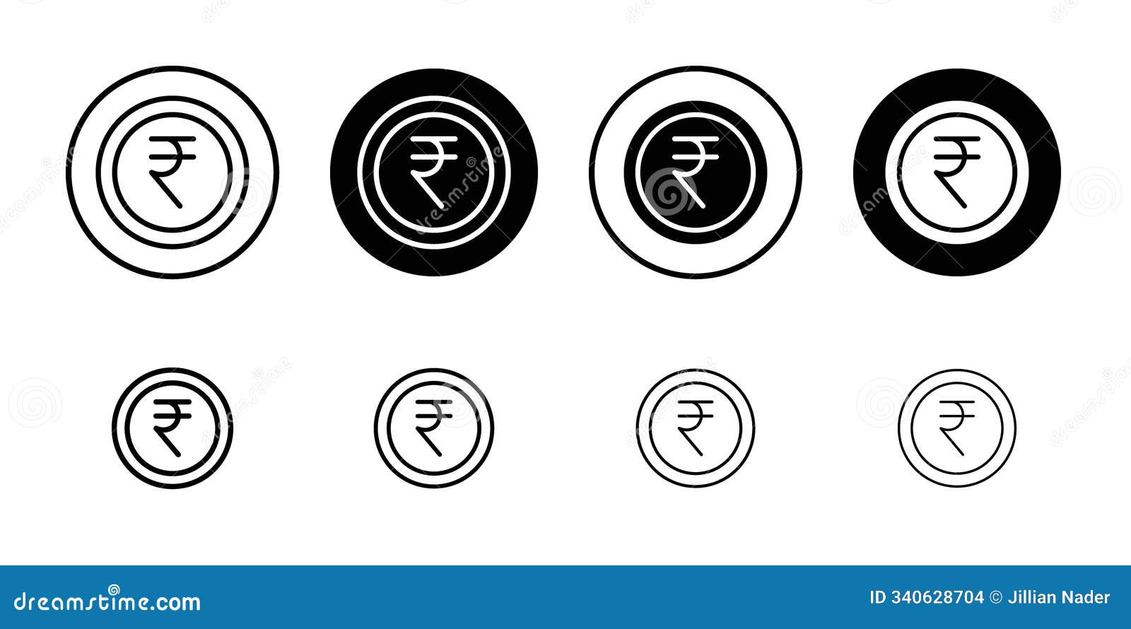 Indian Rupee Icon Outline Vector for Web Ui Stock Illustration ...