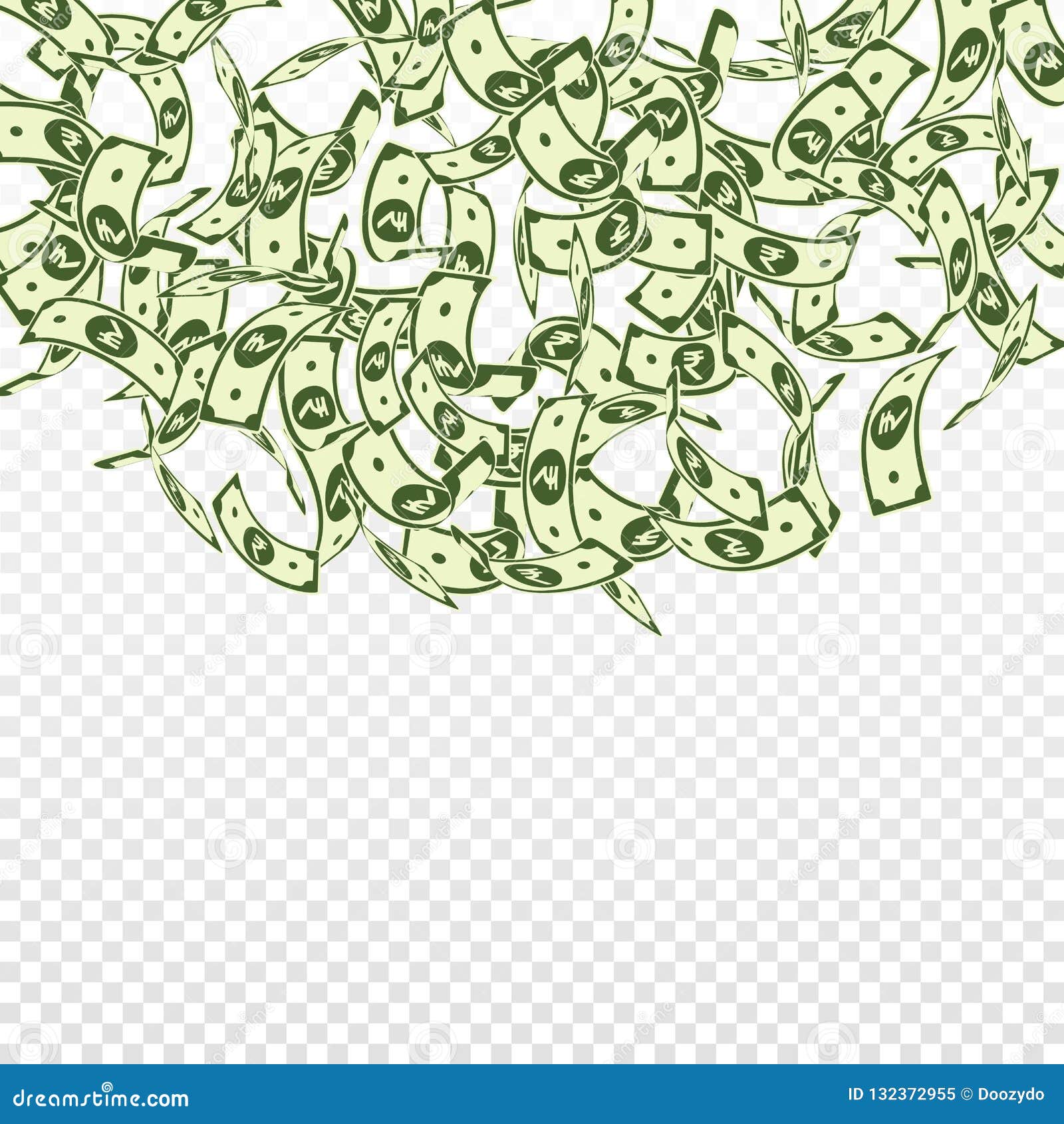 Indian Rupee Notes Falling. Floating INR Bills on Stock Vector ...