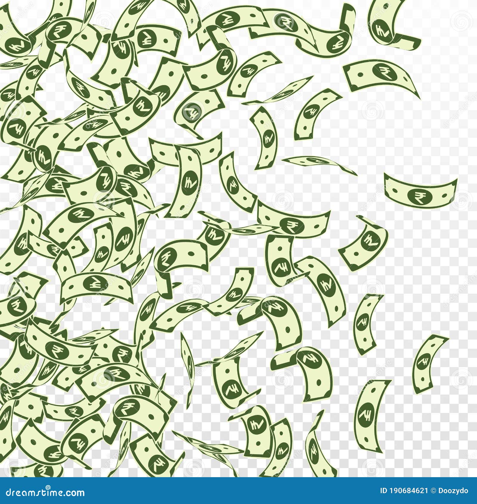 Indian Rupee Notes Falling. Floating INR Bills on Stock Vector ...