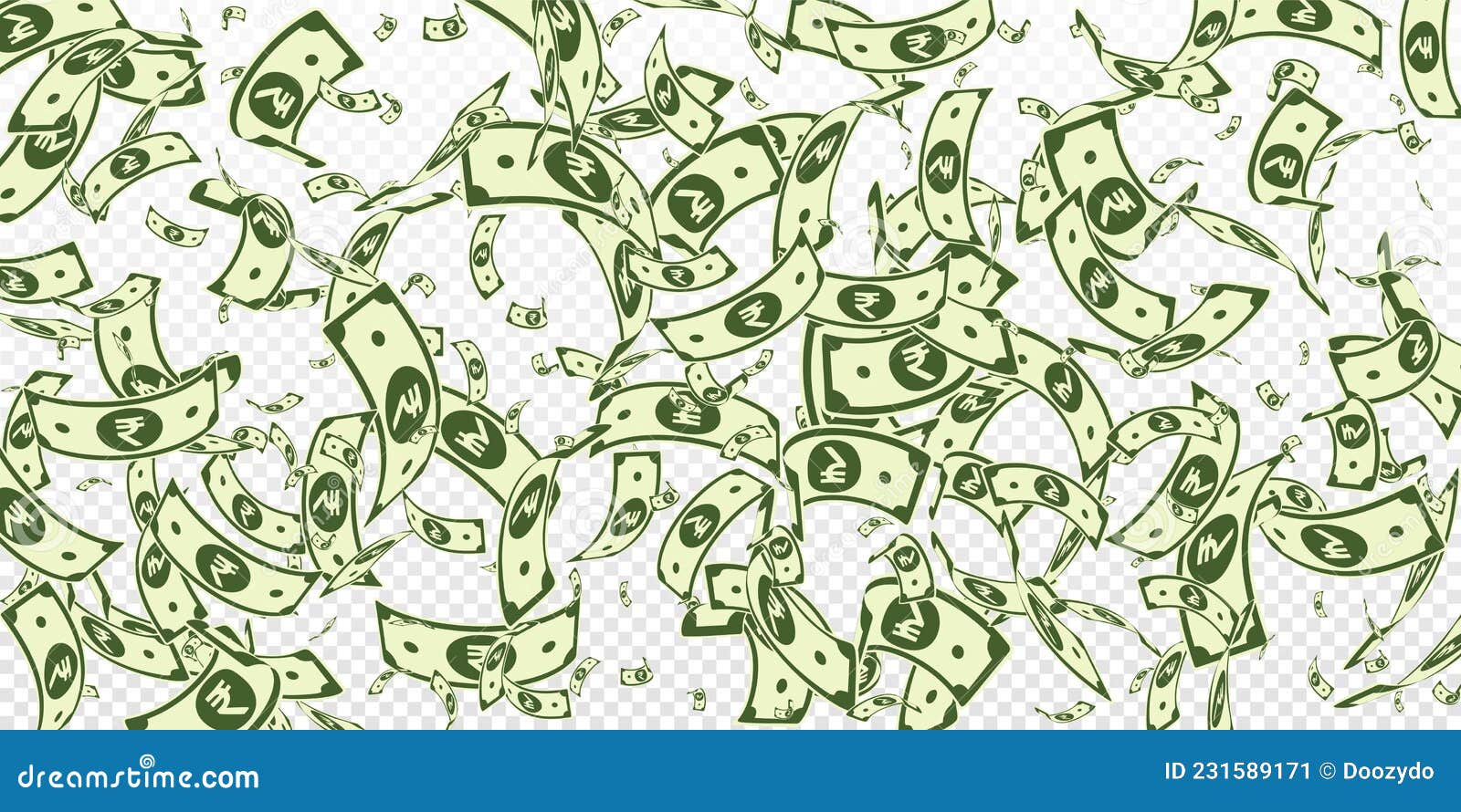 Indian Rupee Notes Falling. Random Stock Vector - Illustration of sign ...