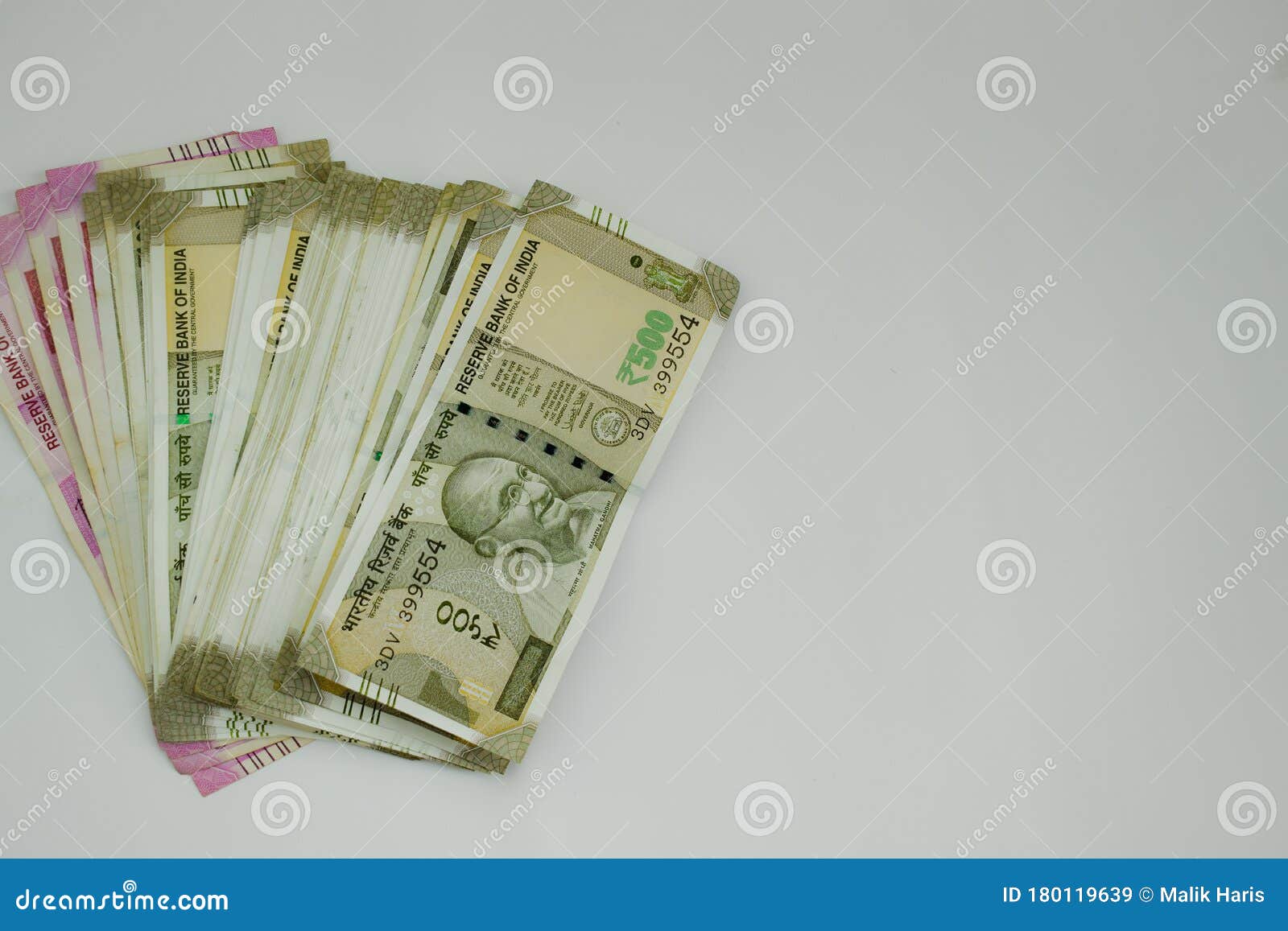 Indian 500 Rupee Notes Isolated with Copyspace Stock Image - Image of ...