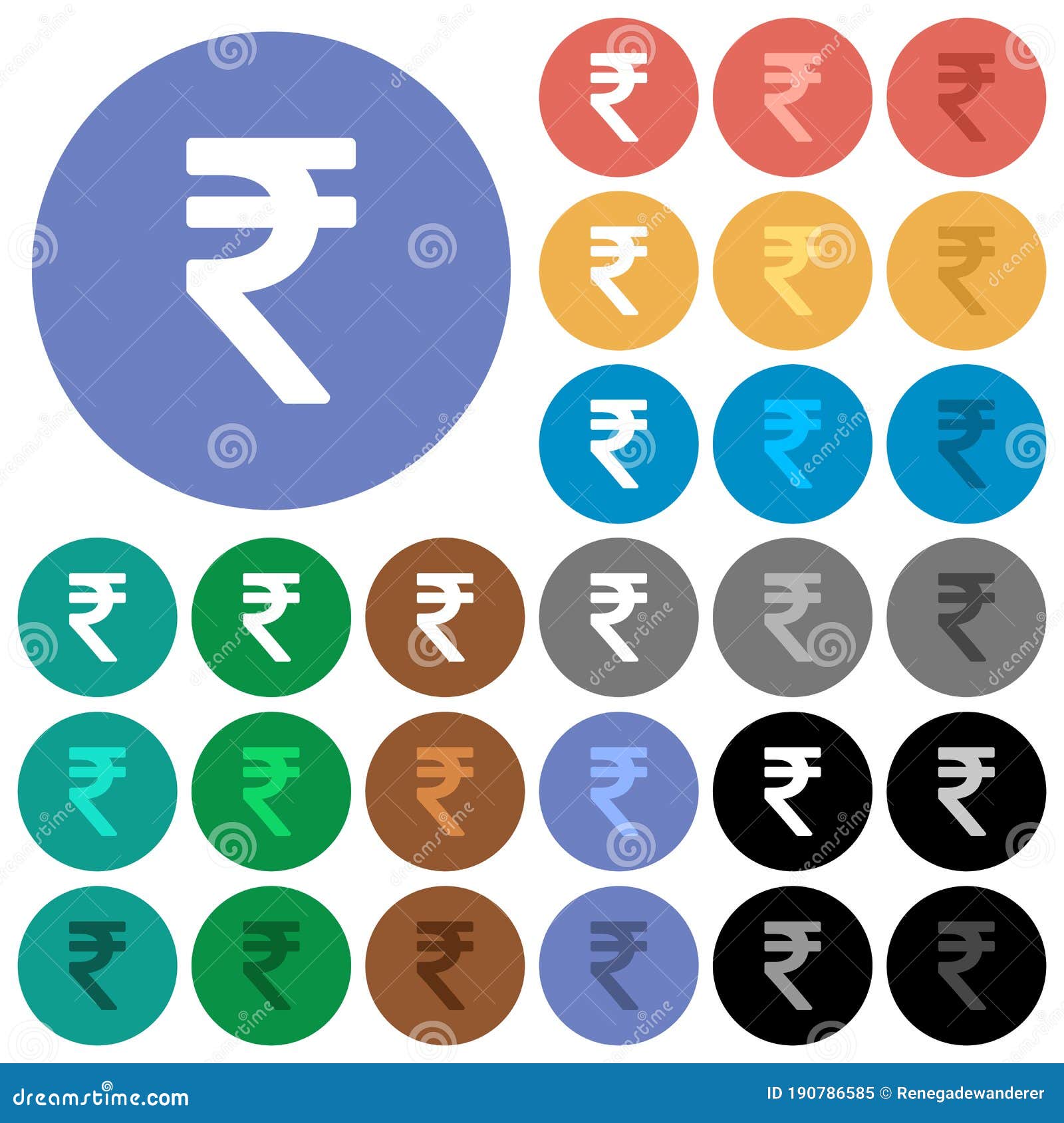 Indian Rupee Sign Round Flat Multi Colored Icons Stock Vector ...
