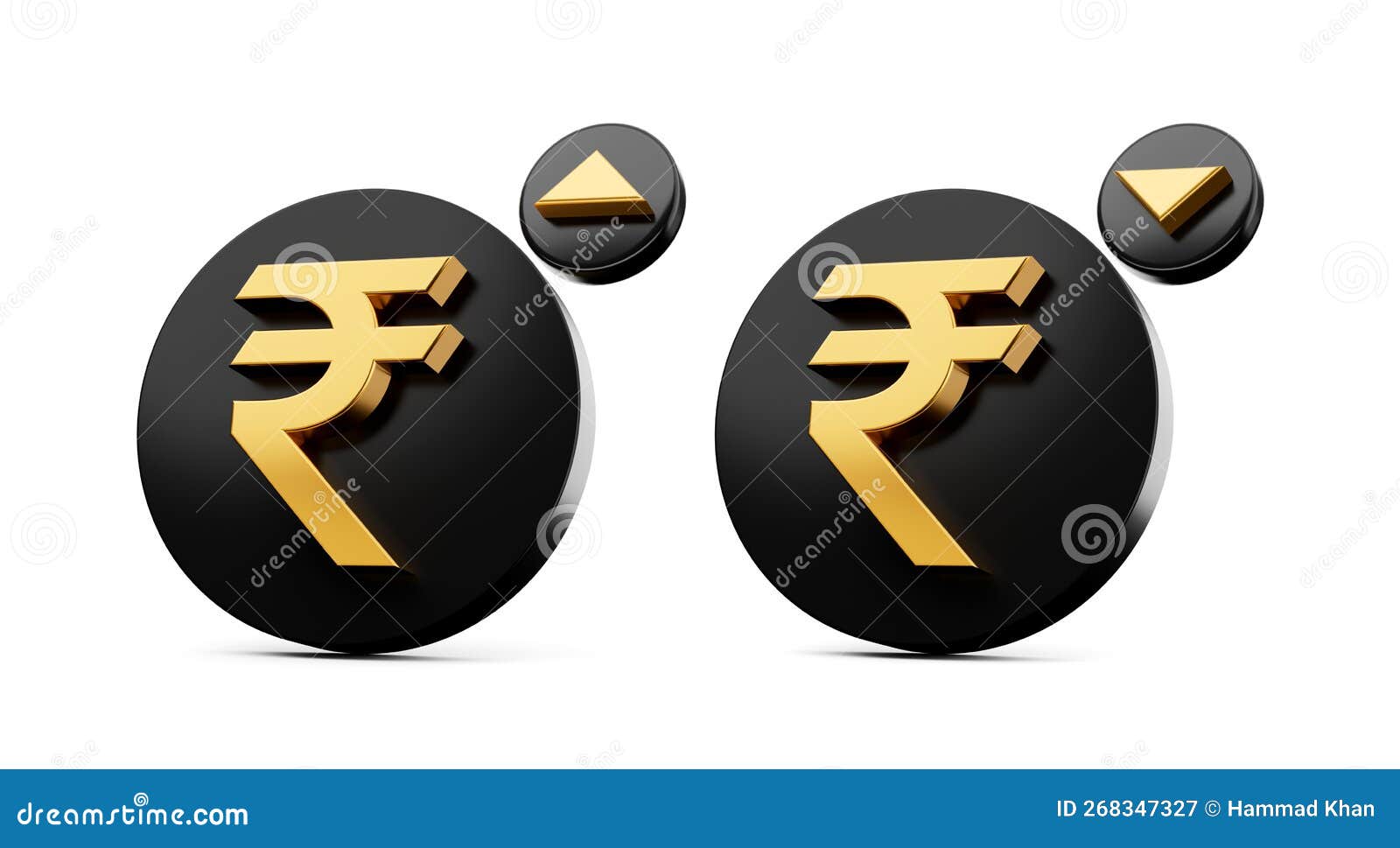 Indian Rupee Symbol Increase and Decrease Icon. Money 3d Illustration ...