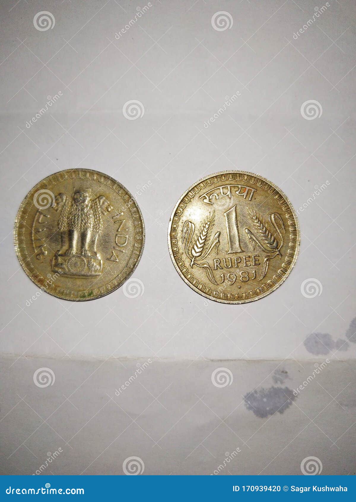 Indian 1 Rupees Antic Coins Old Coins Stock Photo - Image of coins ...
