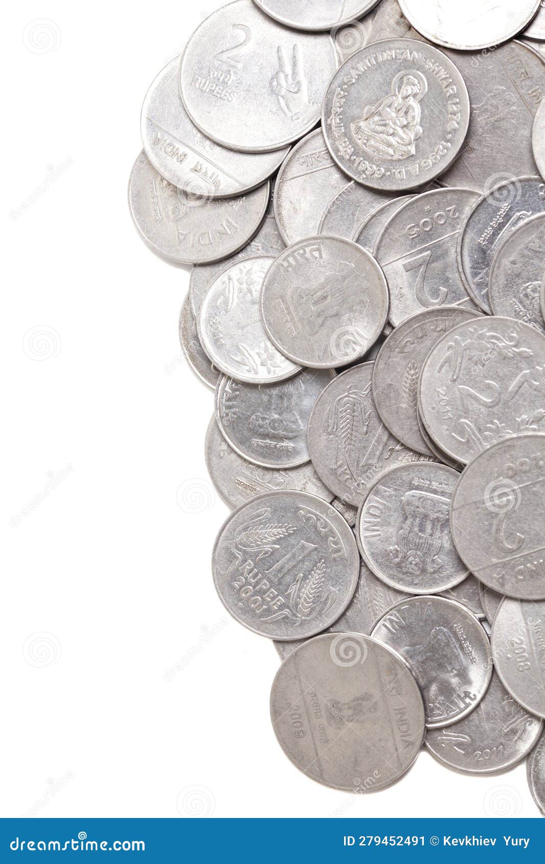 Indian Rupees Coins Isolated on White Background. Stock Image - Image ...