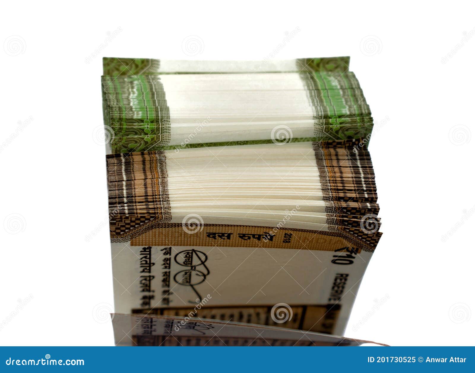 Indian 20rupees Currency Note Bundle Top View Isolated On White ...