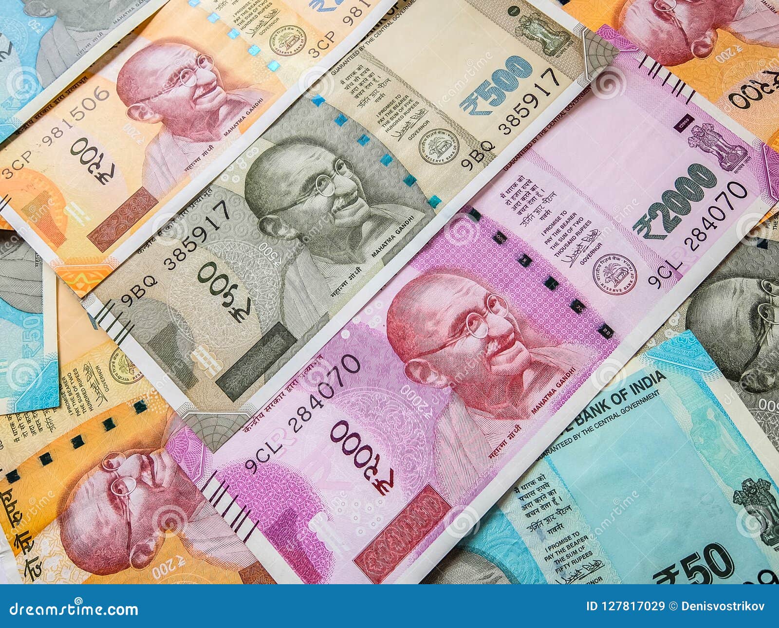 Indian rupees, new notes. stock image. Image of closeup - 127817029