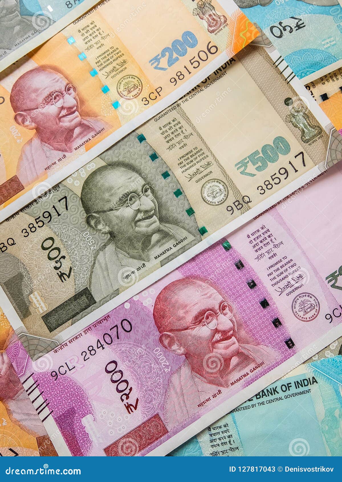 Indian rupees, new notes. stock image. Image of financial - 127817043