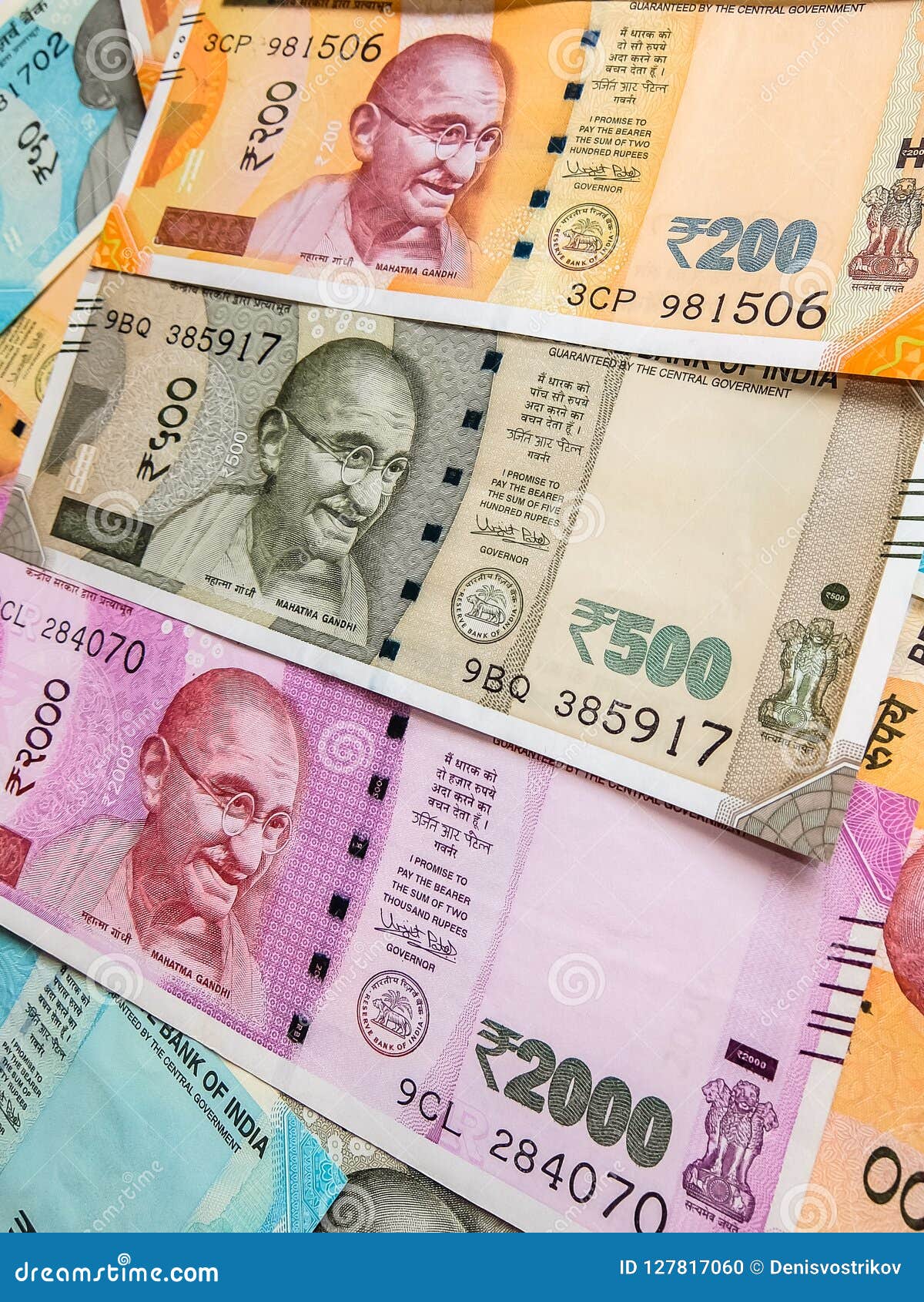 Indian rupees, new notes. stock photo. Image of commerce - 127817060