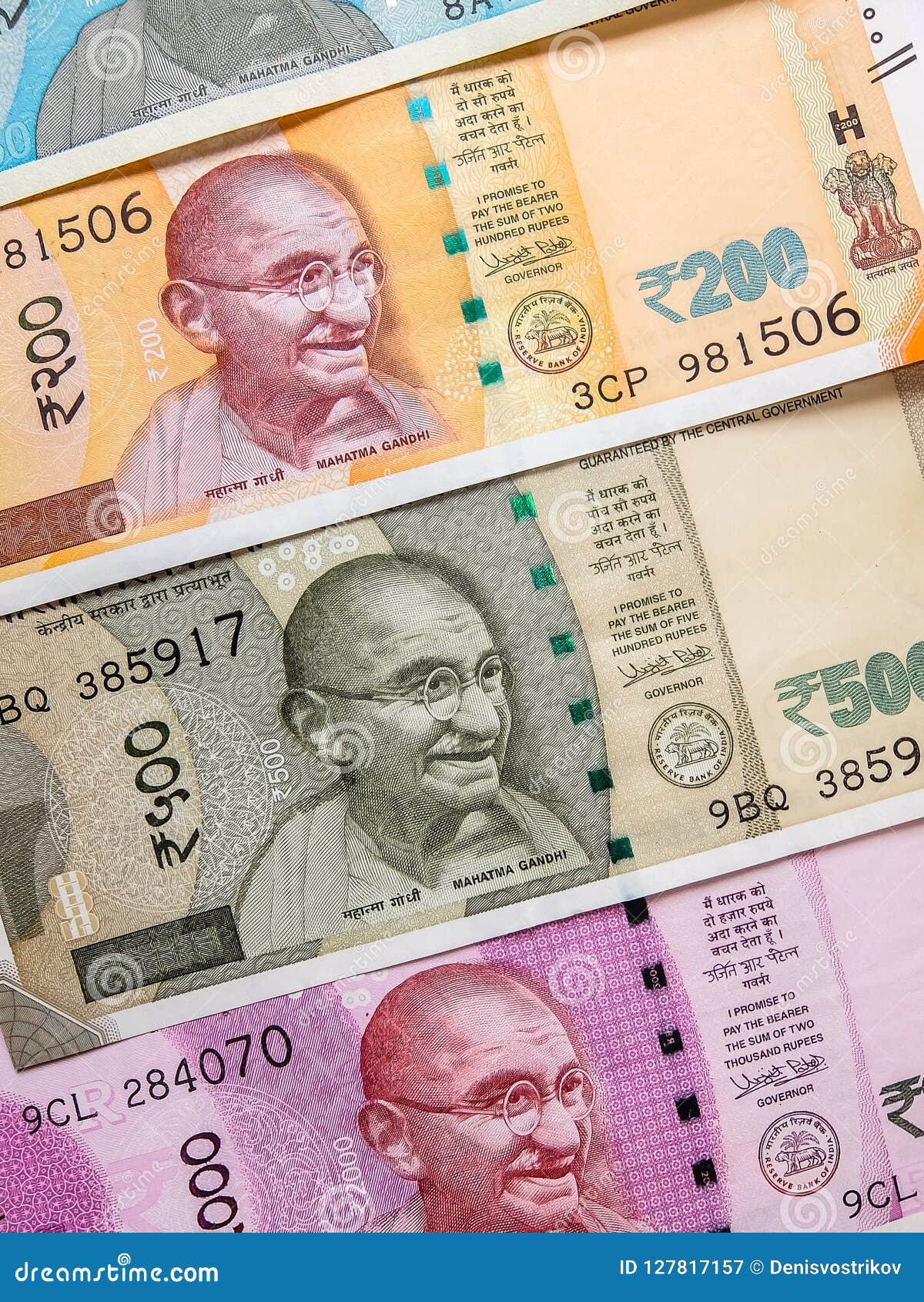 Indian rupees, new notes. stock image. Image of credit - 127817157