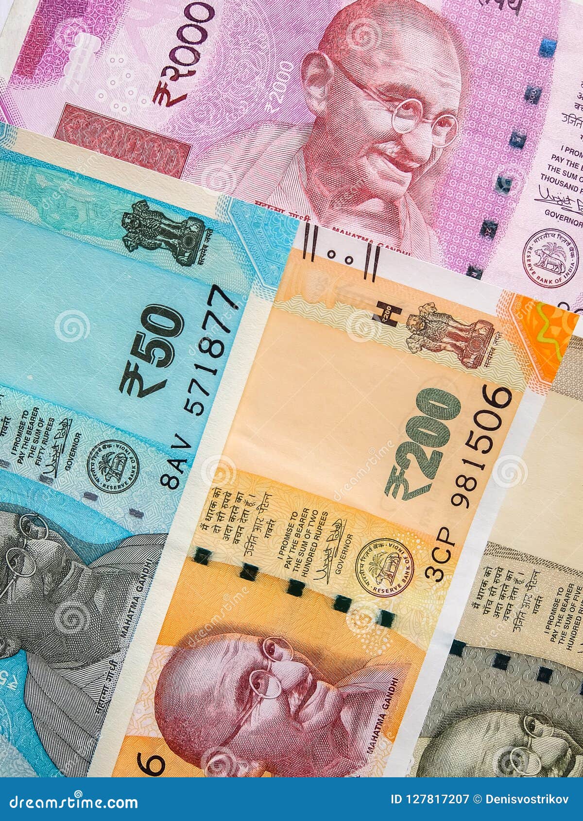 Indian rupees, new notes. stock image. Image of financial - 127817207