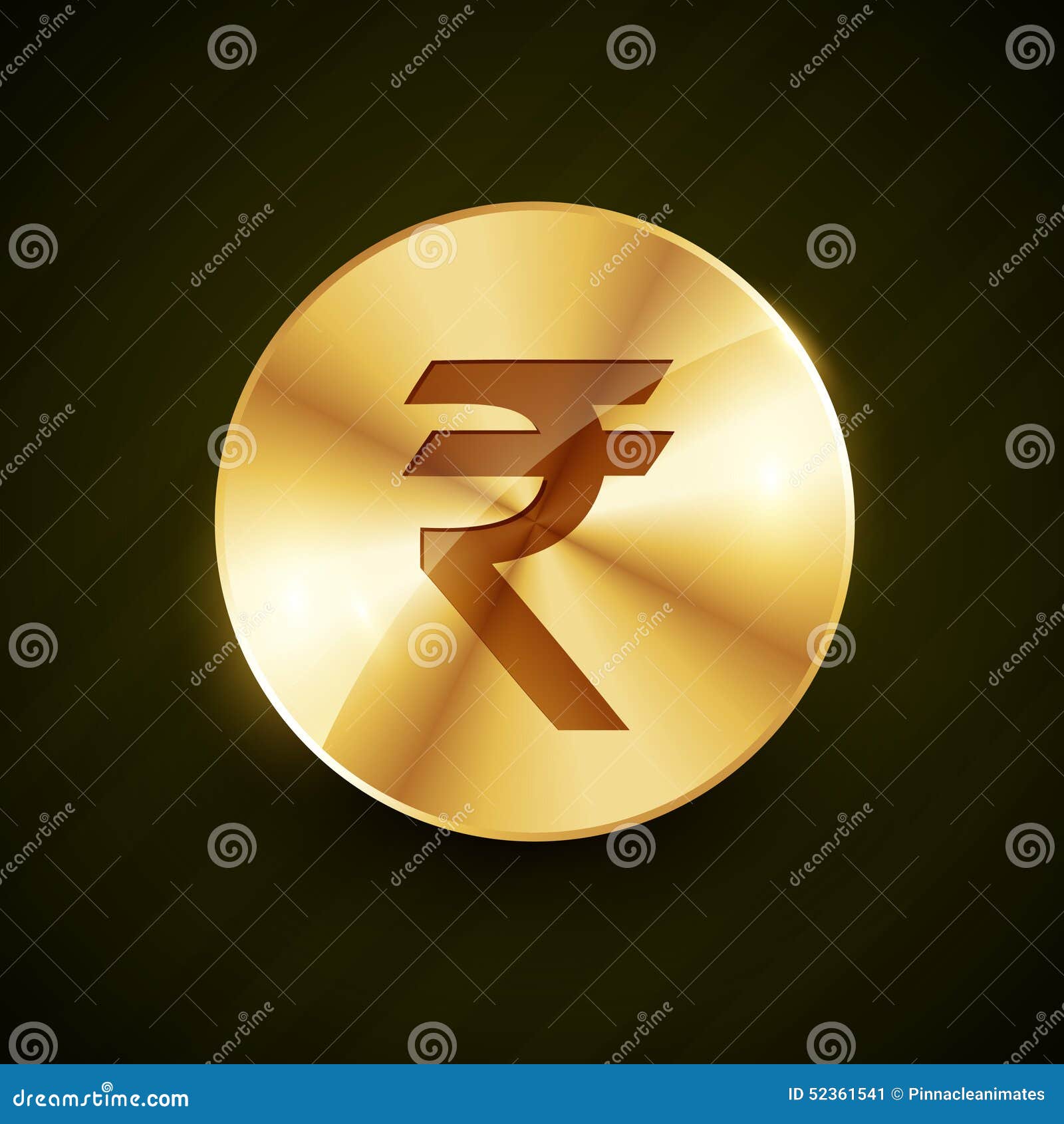 Indian Ruppe Gold Coin with Shiny Effects Stock Illustration ...