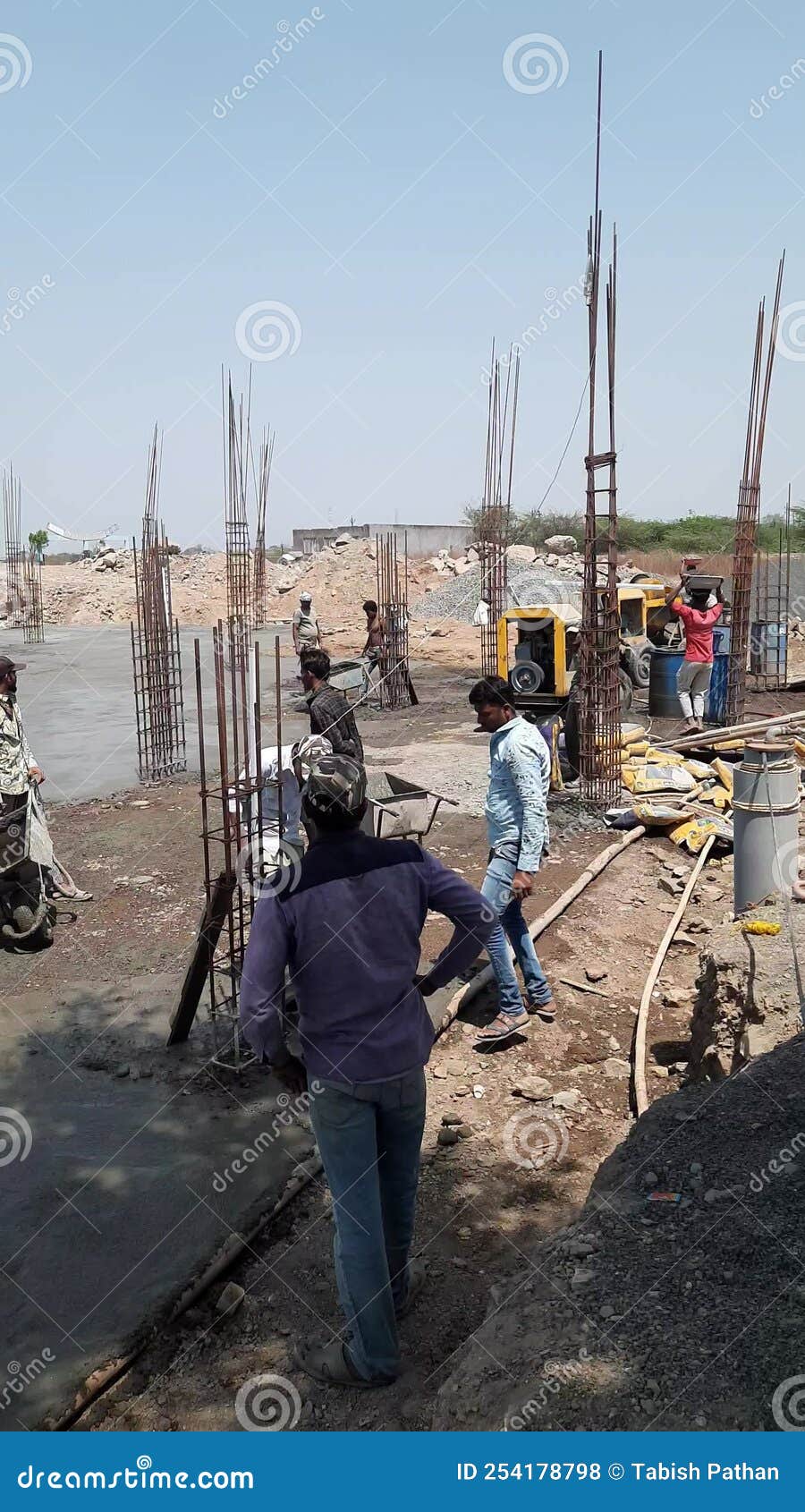 Indian Rural Construction Workers Working on Developing a Site by ...