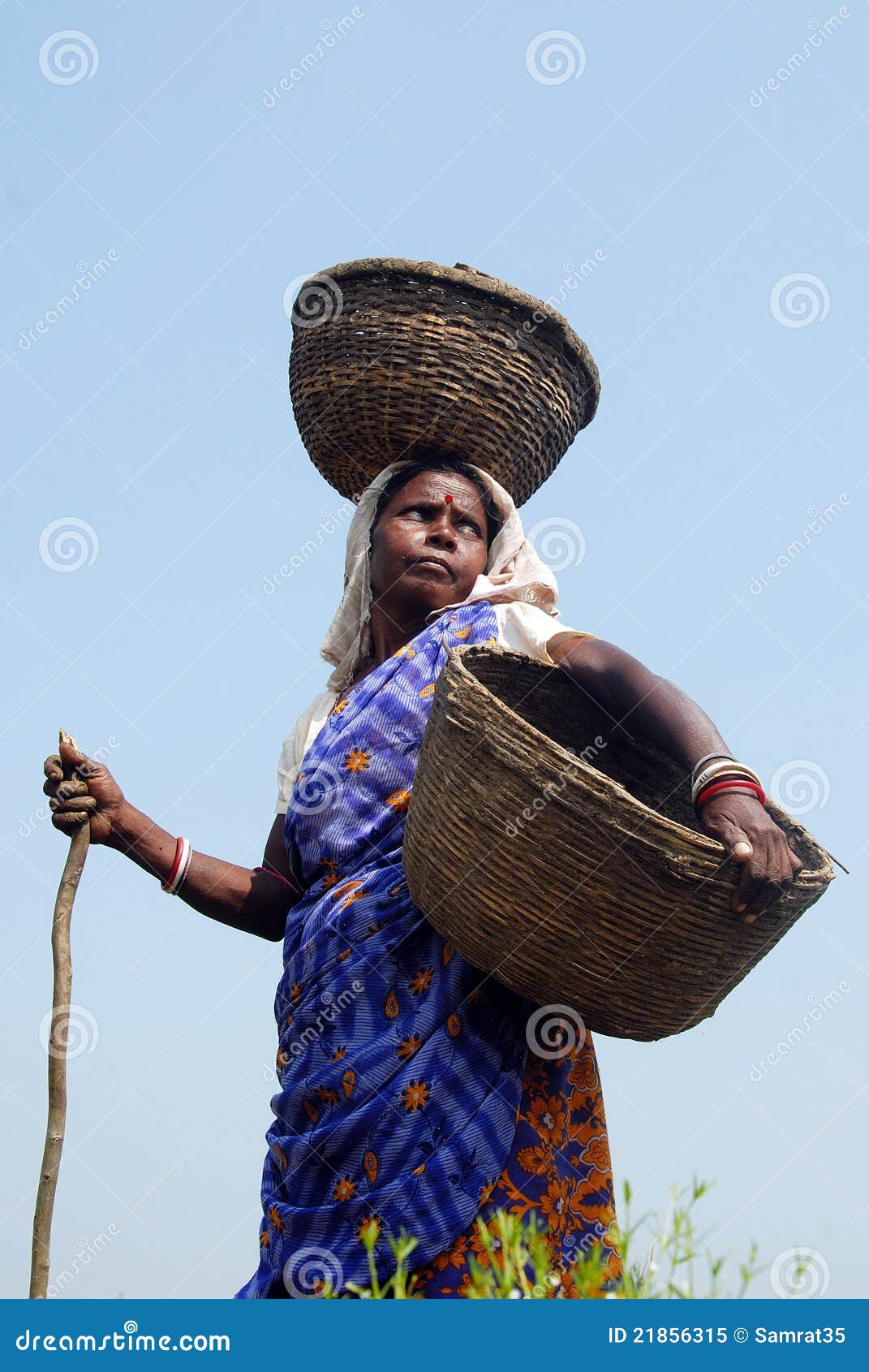 Indian Rural Woman editorial image. Image of woman, basket - 21856315
