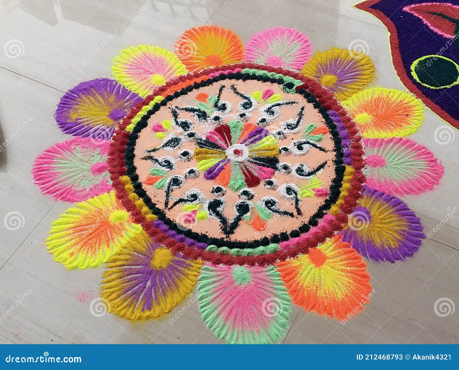 Indian& X27;s Festival Rangoli with Various Colors Stock Image - Image ...