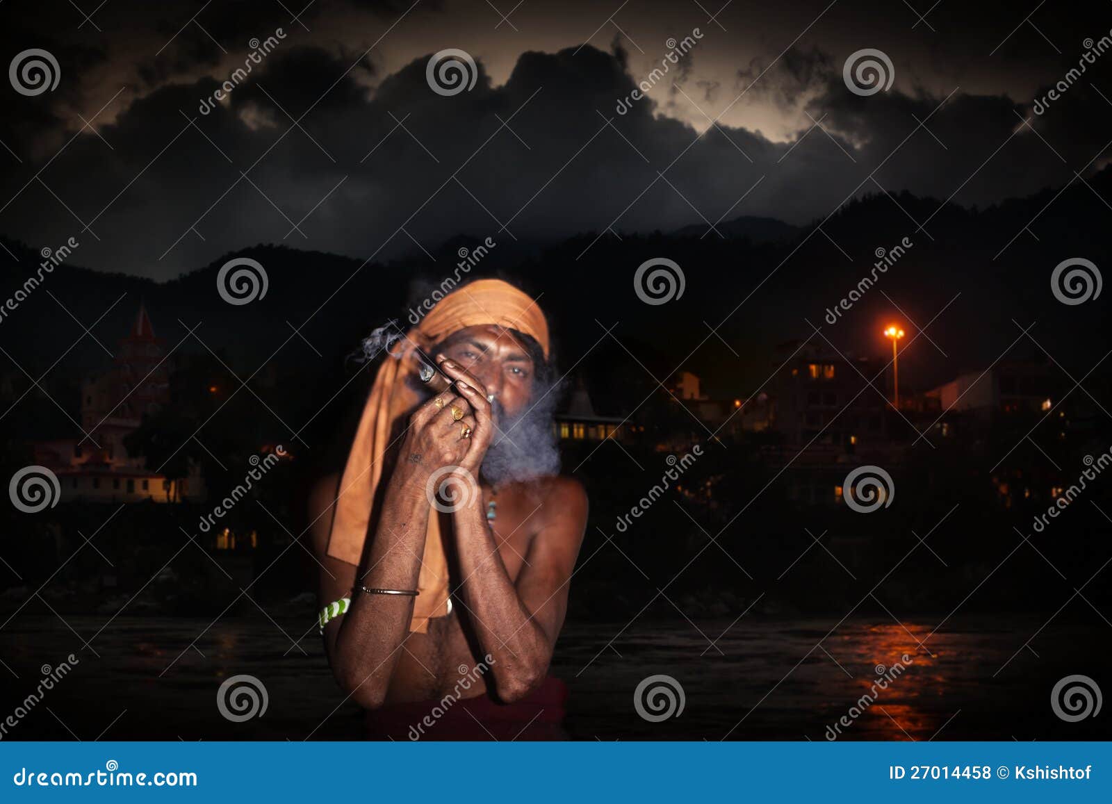 Indian Sadhu Smoking Hashish Stock Photo - Image of dependency ...