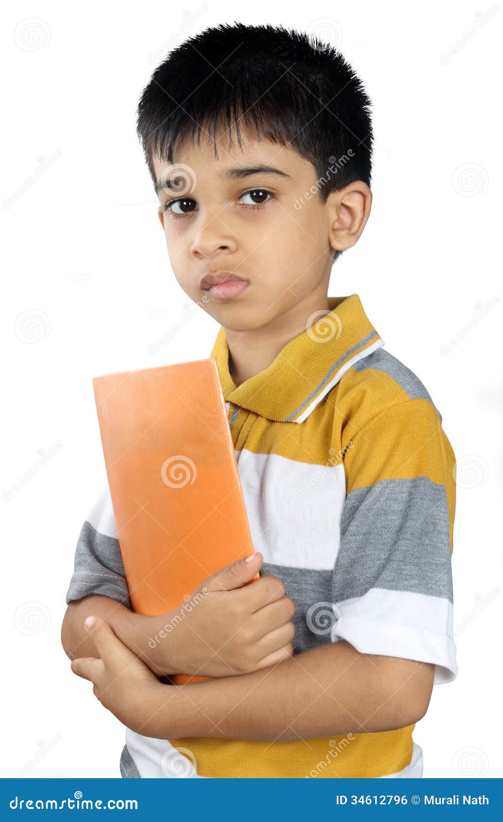 Indian School Boy with Textbook Stock Photo - Image of portrait, books ...