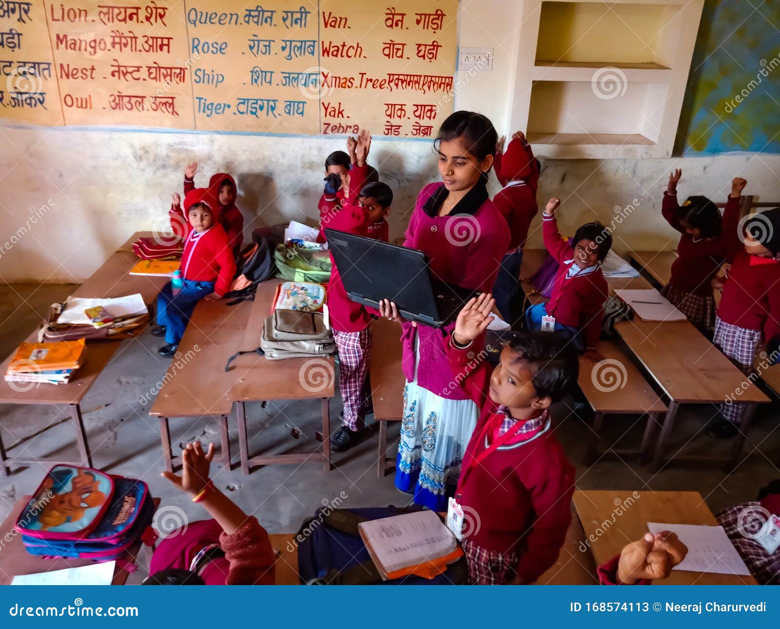Indian School Students Learning about Laptop Computer System at ...