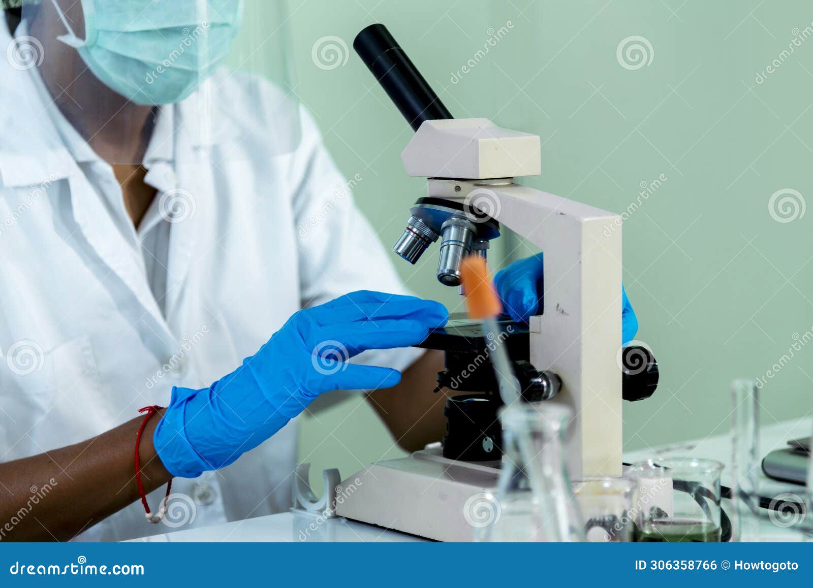 Indian Scientist Man Look into Microscope Research in Science ...