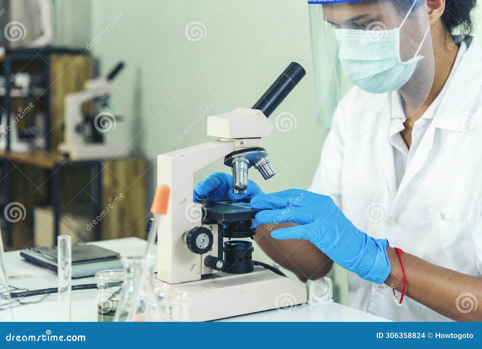Indian Scientist Man Look into Microscope Research in Science ...