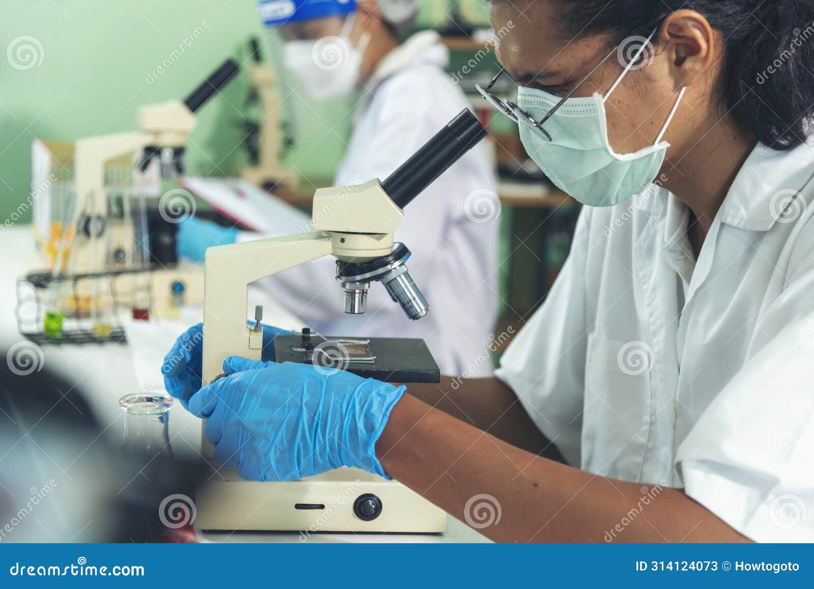 Indian Scientist Man Look into Microscope Research in Science ...