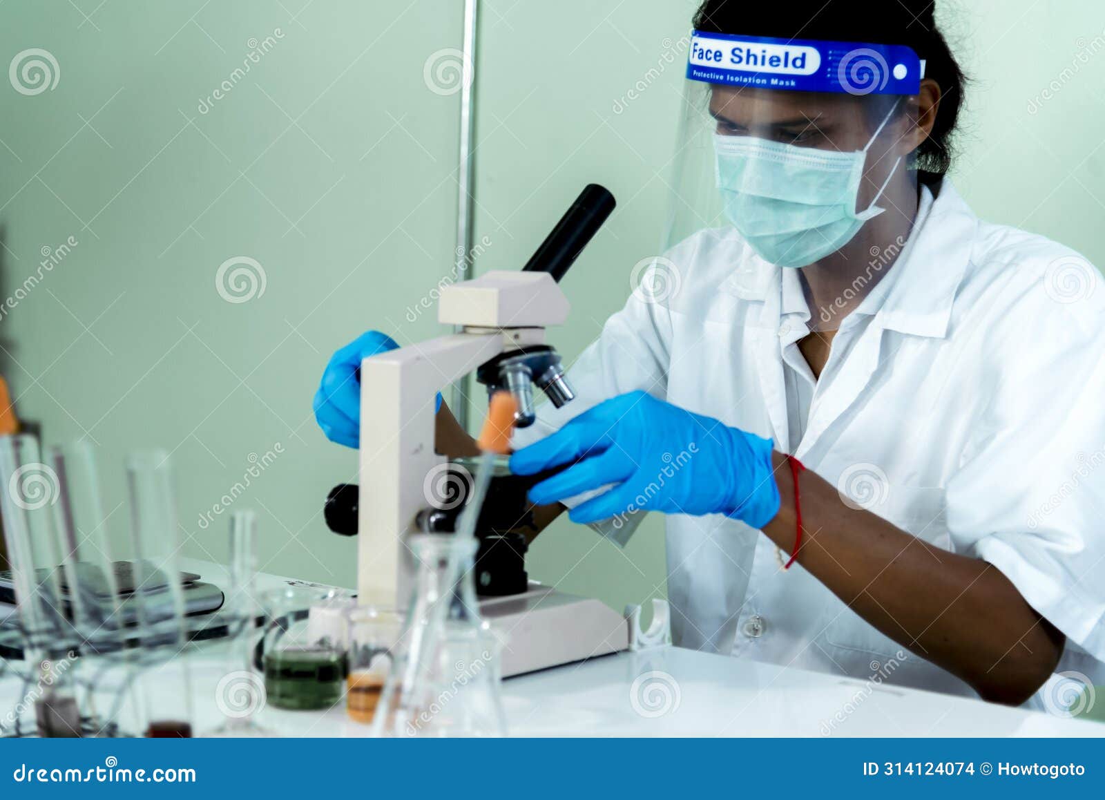 Indian Scientist Man Look into Microscope Research in Science ...