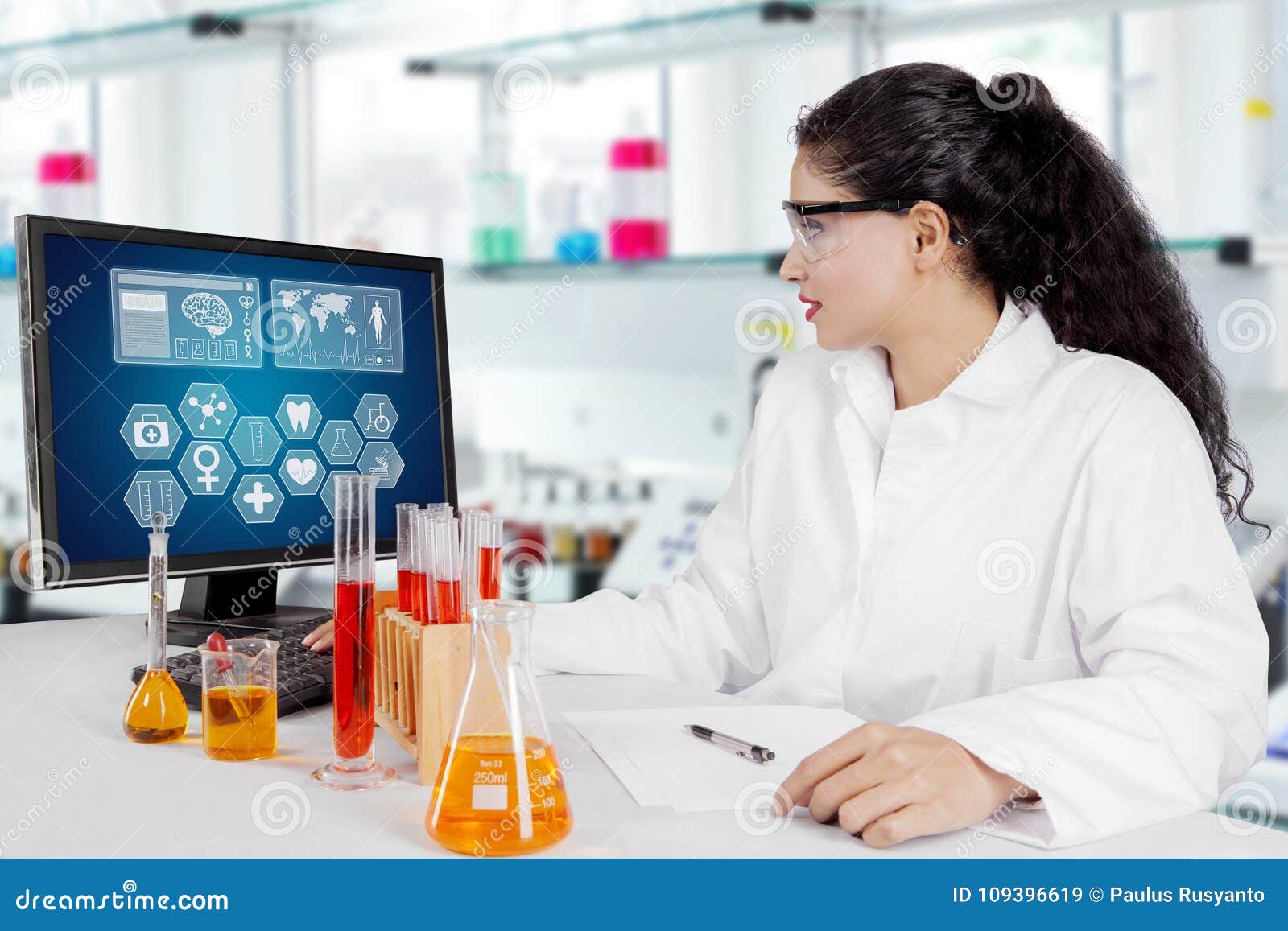 Indian Scientist Working with a Computer Stock Image - Image of ...