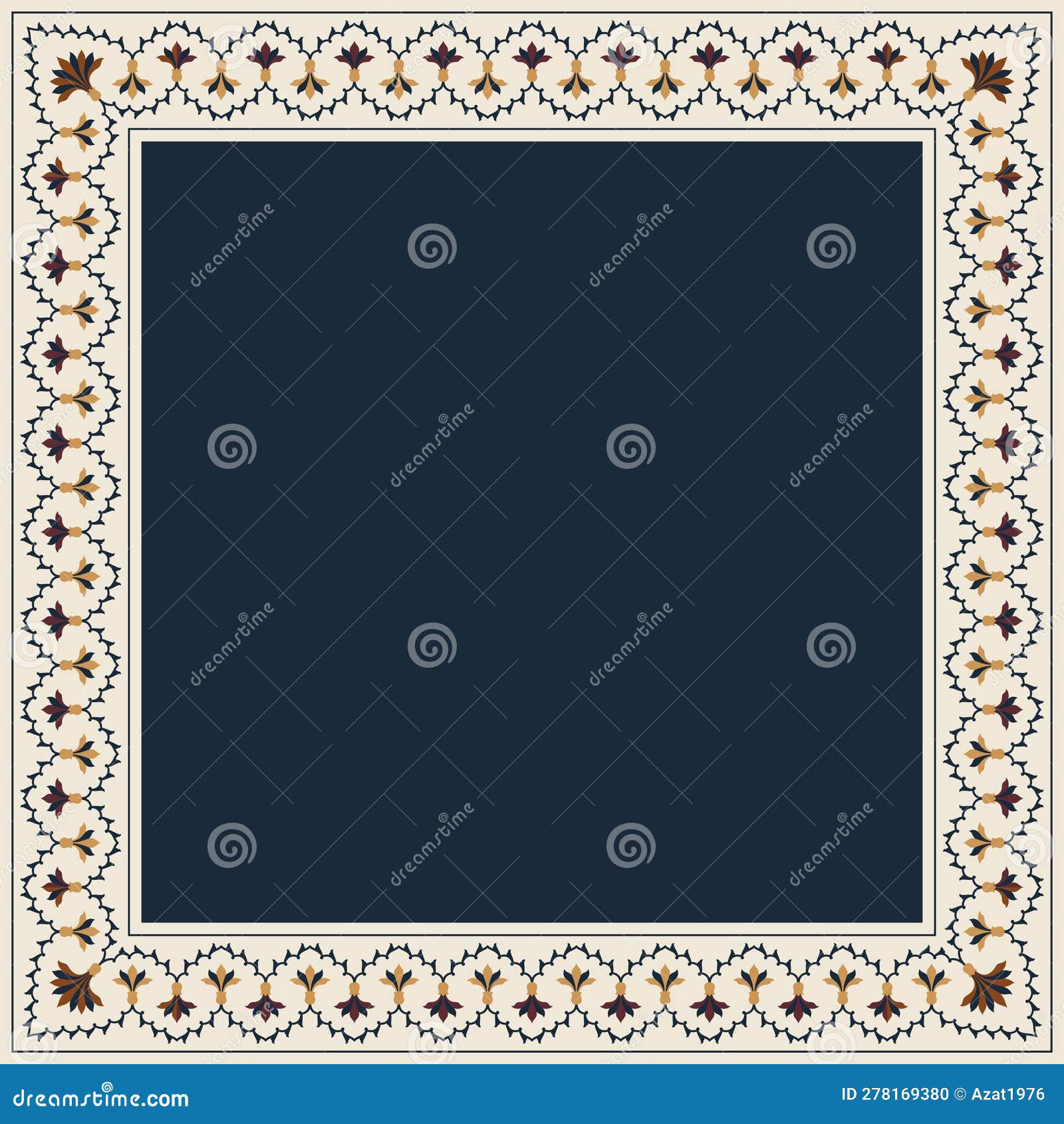 Rectangle Indian Floral Frame for Your Design. Traditional Islamic ...