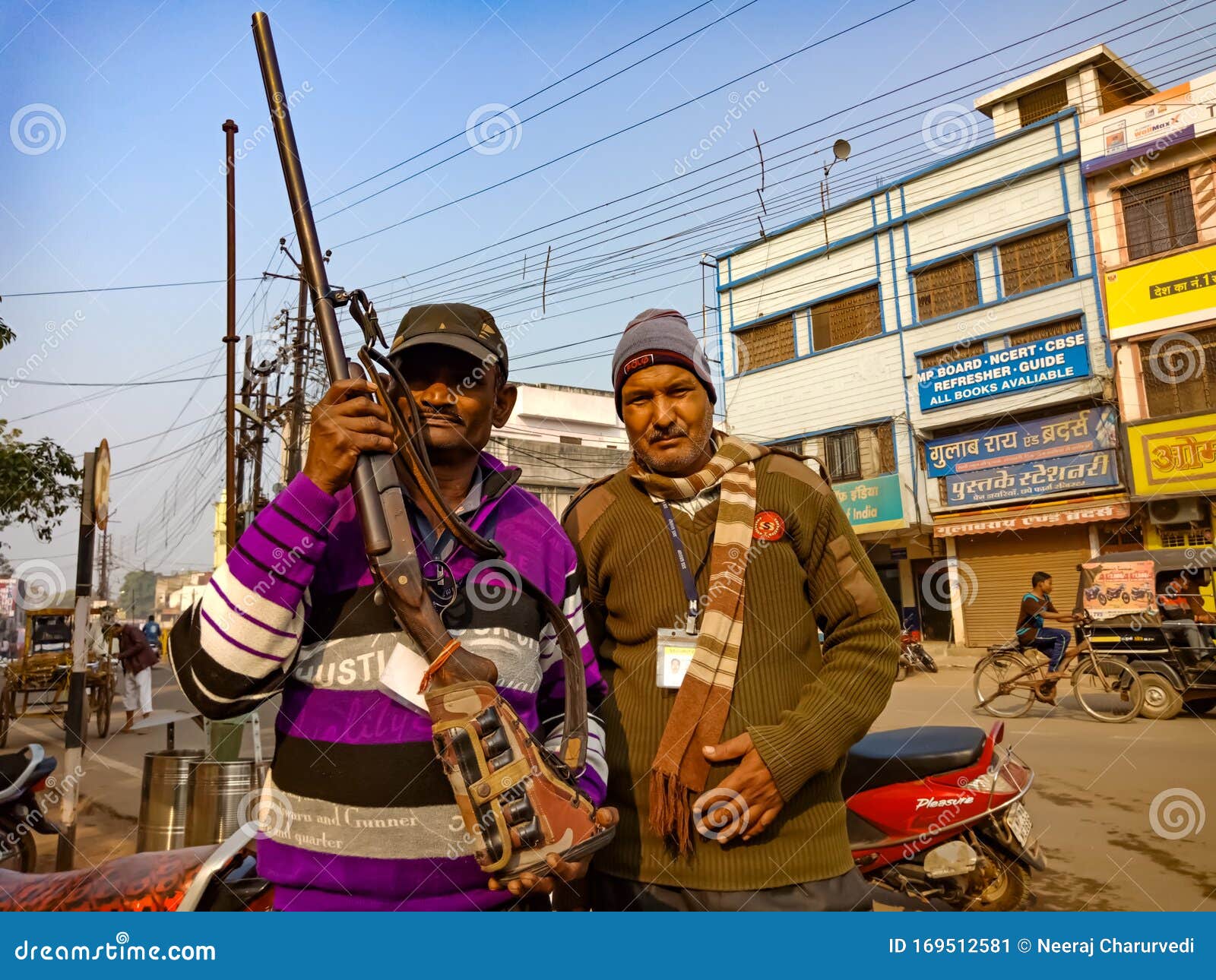 Indian Security Guard Holded Gun on Road in India Oct 2019 Editorial ...