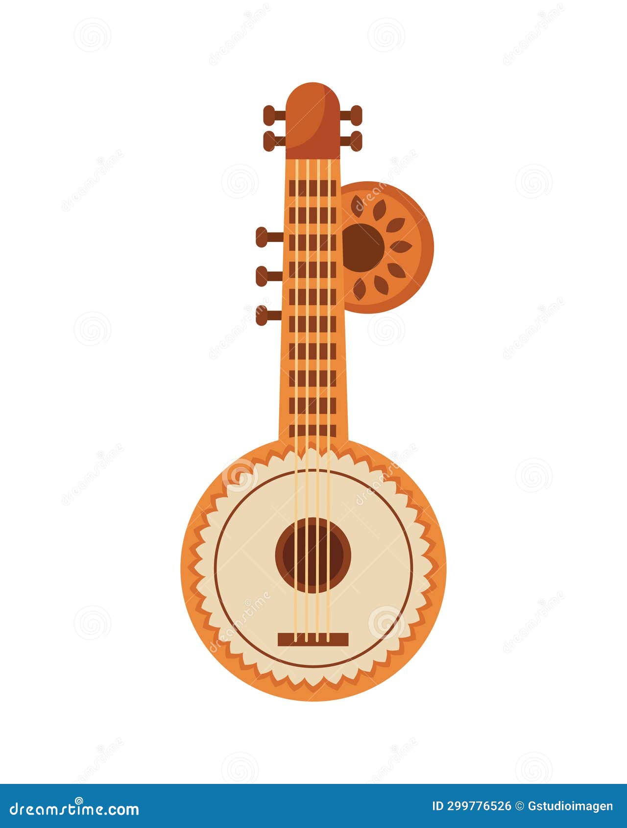 Indian Sitar Musical Instrument Icon Cartoon Vector | CartoonDealer.com #118604041