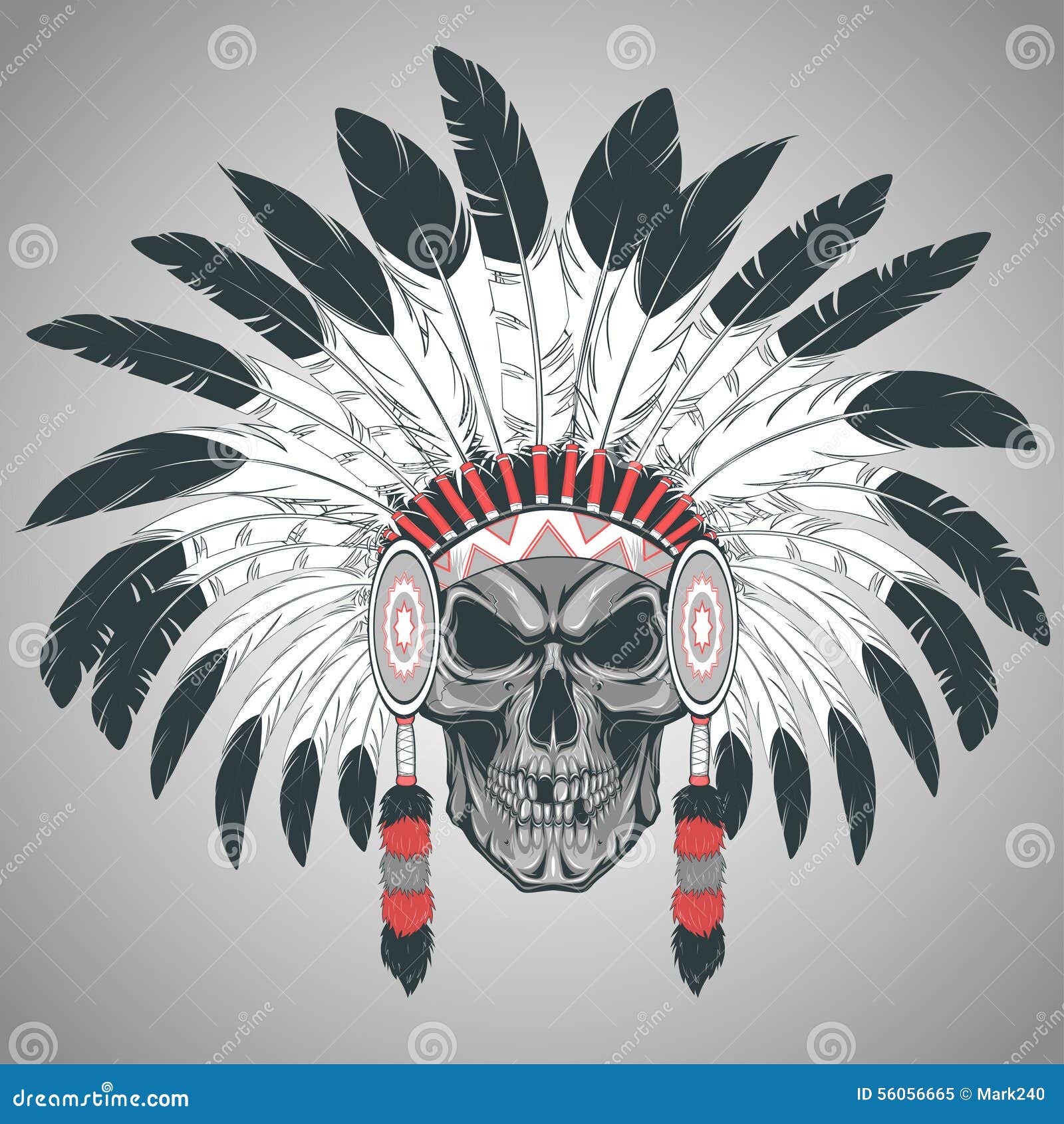 Indian skull chief stock vector. Illustration of pride - 56056665