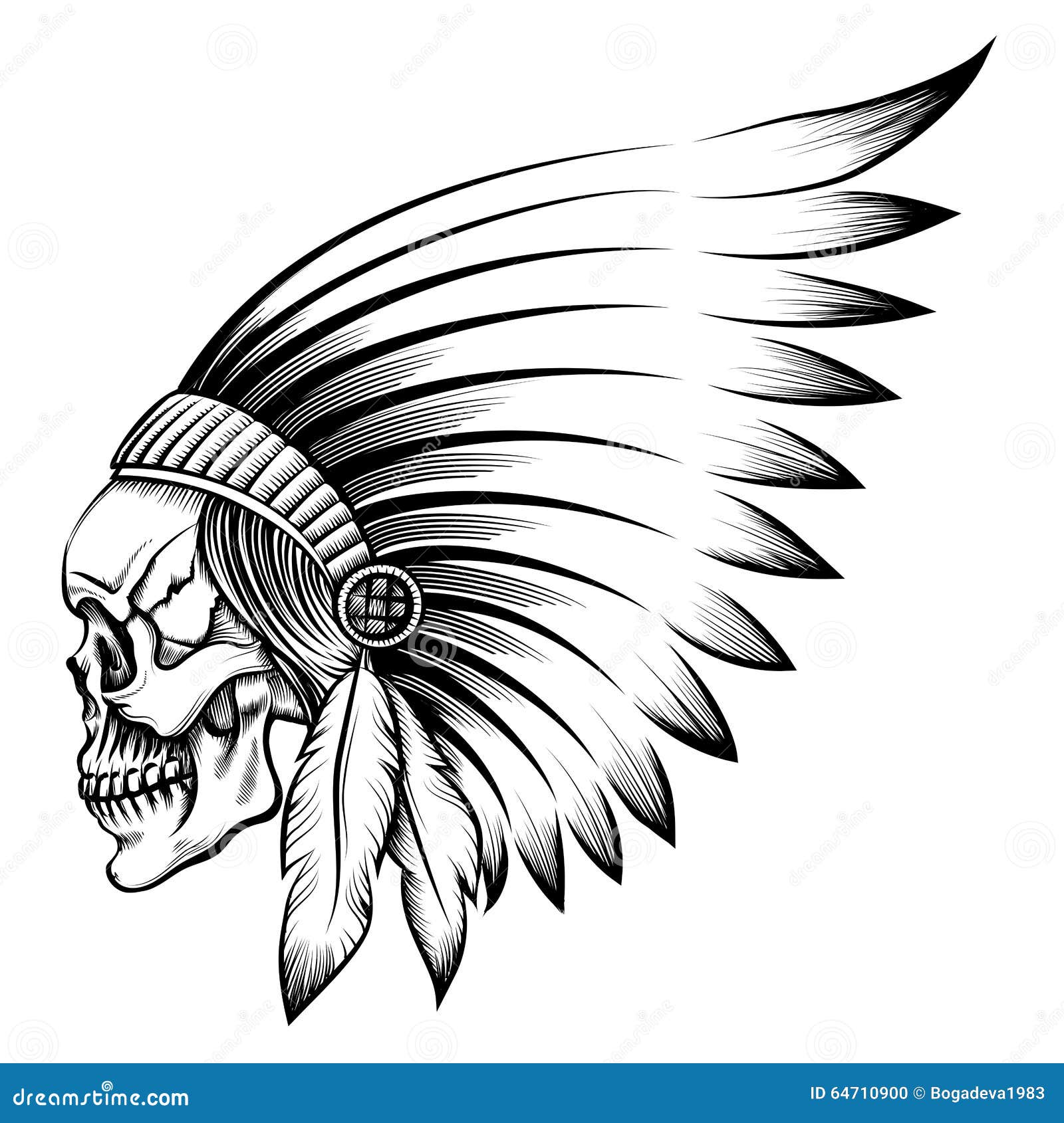 Indian Skull Emblem stock vector. Illustration of apache - 64710900