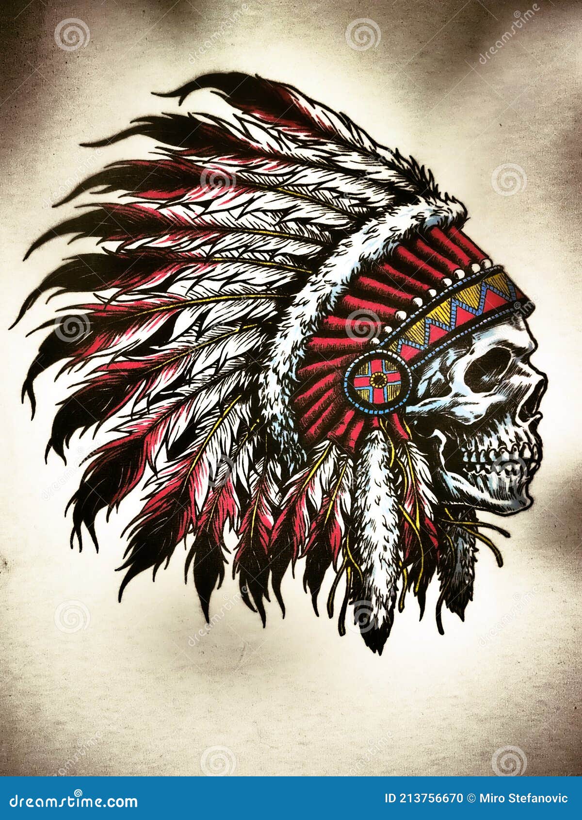 Indian Skull Vector Illustration Stock Illustration - Illustration of ...