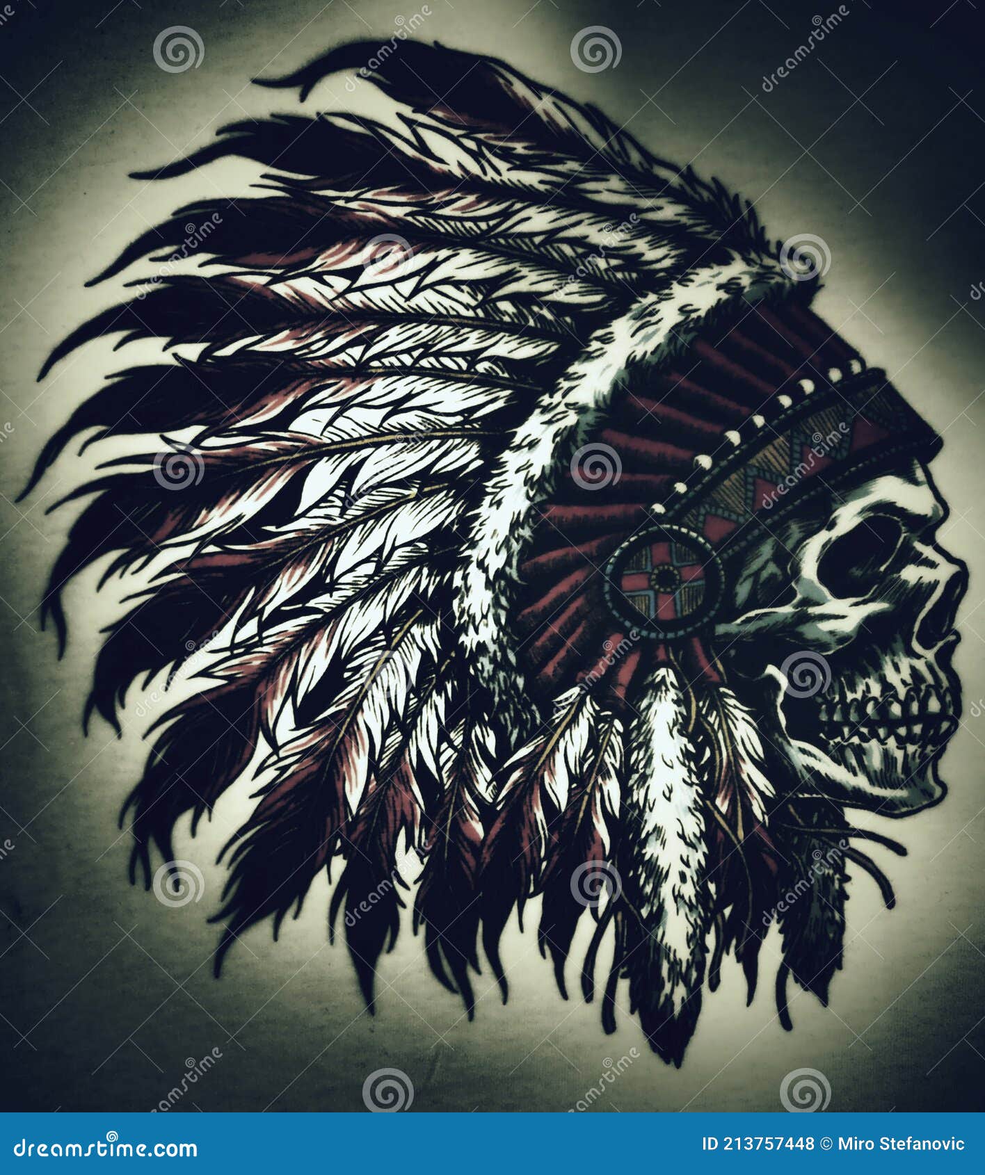 Indian Skull Vector Illustration Stock Illustration - Illustration of ...