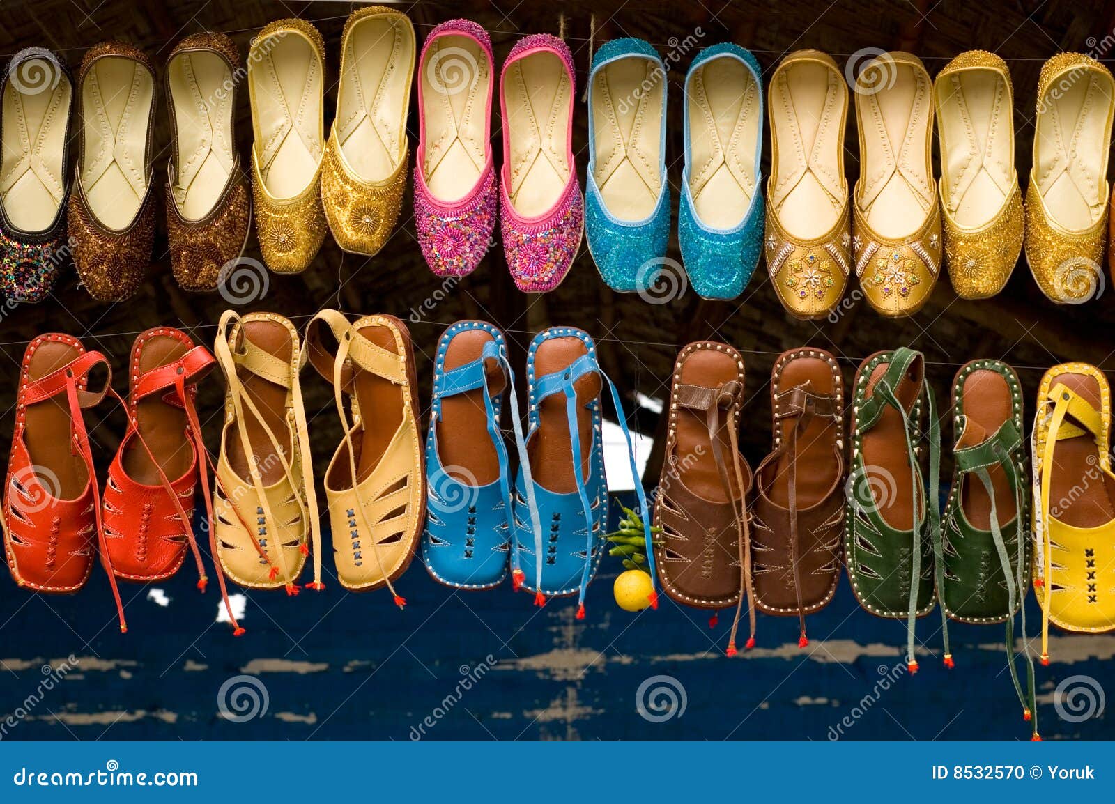 Indian Slippers in the Market Stock Photo - Image of stall, market: 8532570