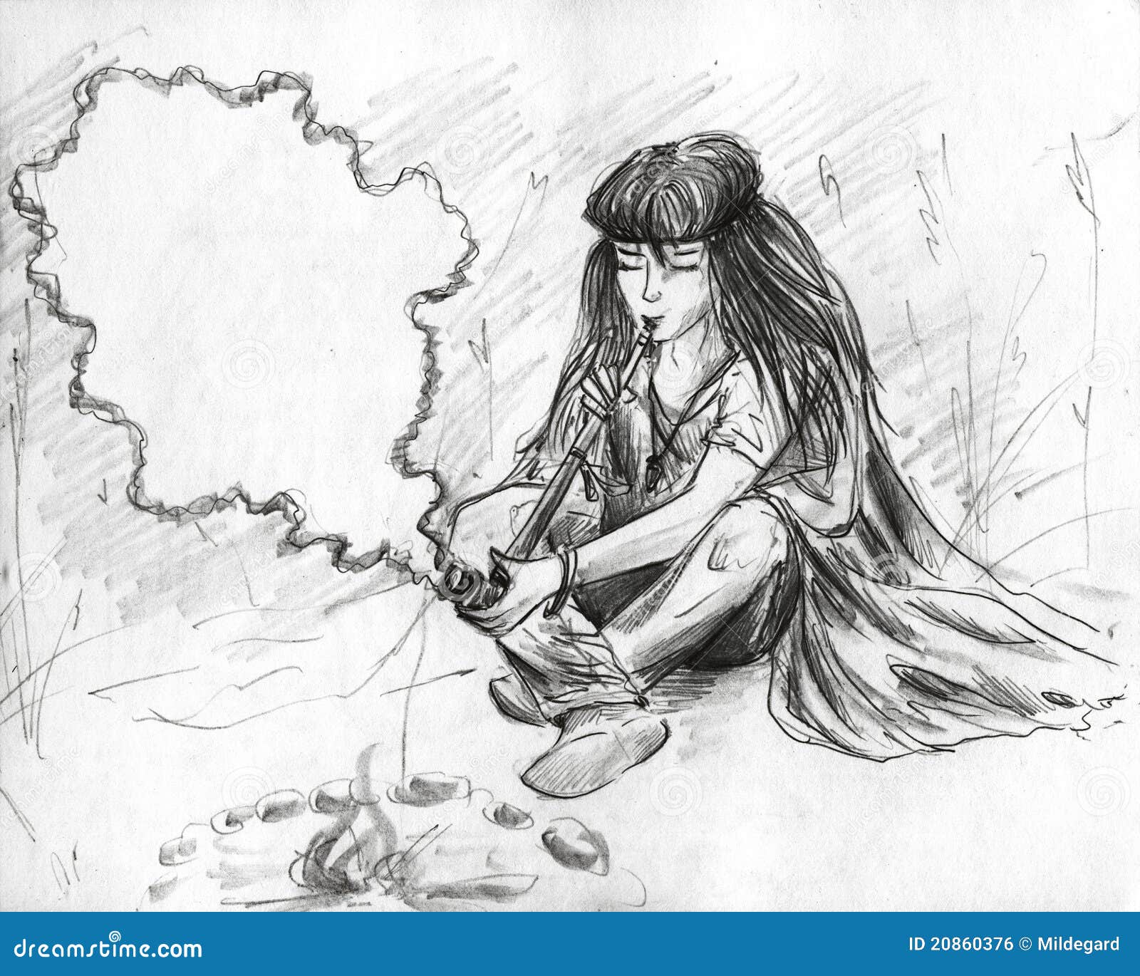 Indian Smoking a Pipe of Peace Stock Illustration - Illustration of ...