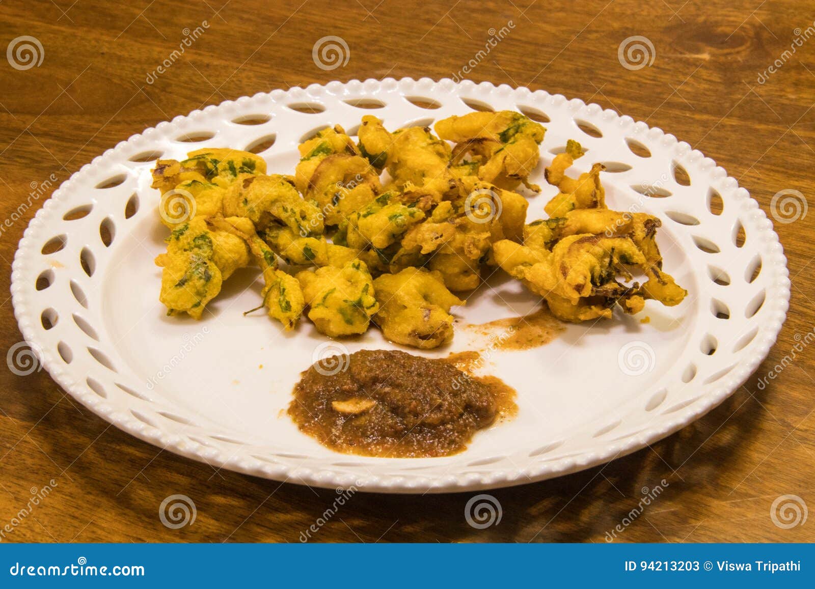Indian Snacks Pakooda Served in a Plate Stock Image - Image of snacks ...