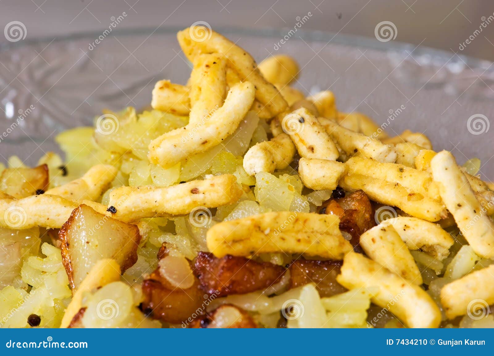 Indian Snacks Poha with Sev Stock Photo - Image of gujarati, healthy ...