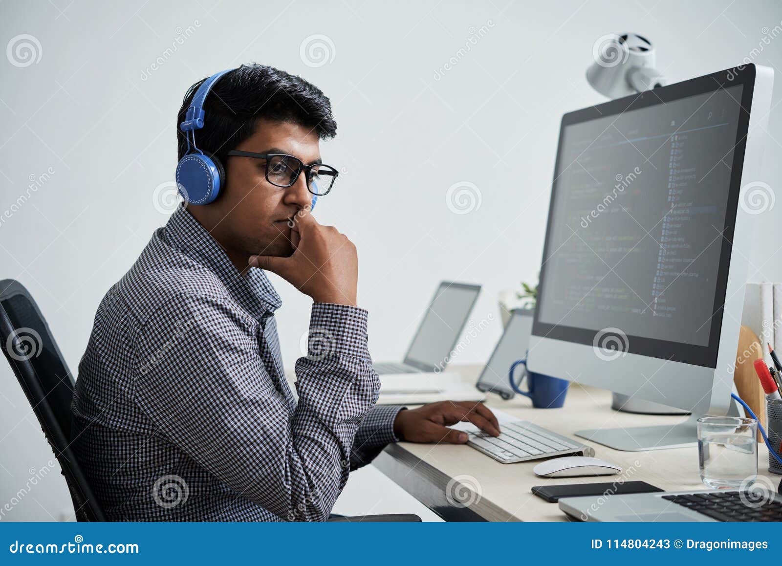 Pensive programmer stock image. Image of project, office - 114804243 Pensive programmer stock image. Image of project, office - 114804243