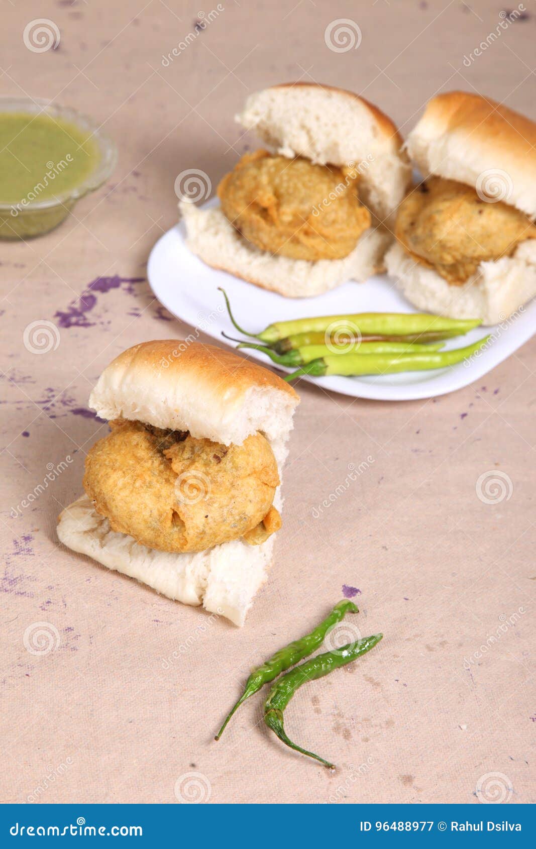Indian Special Traditional Fried Food Vada Pav Stock Image - Image of ...