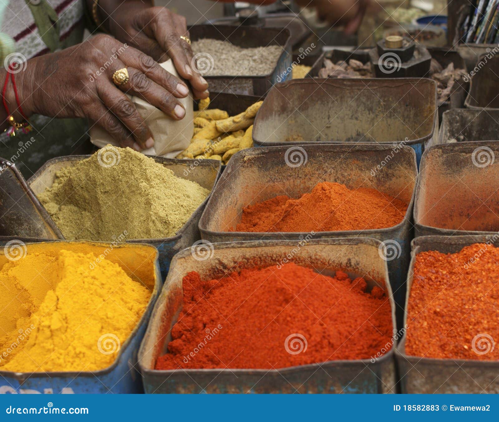 Indian spices stock image. Image of seller, pile, orange - 18582883