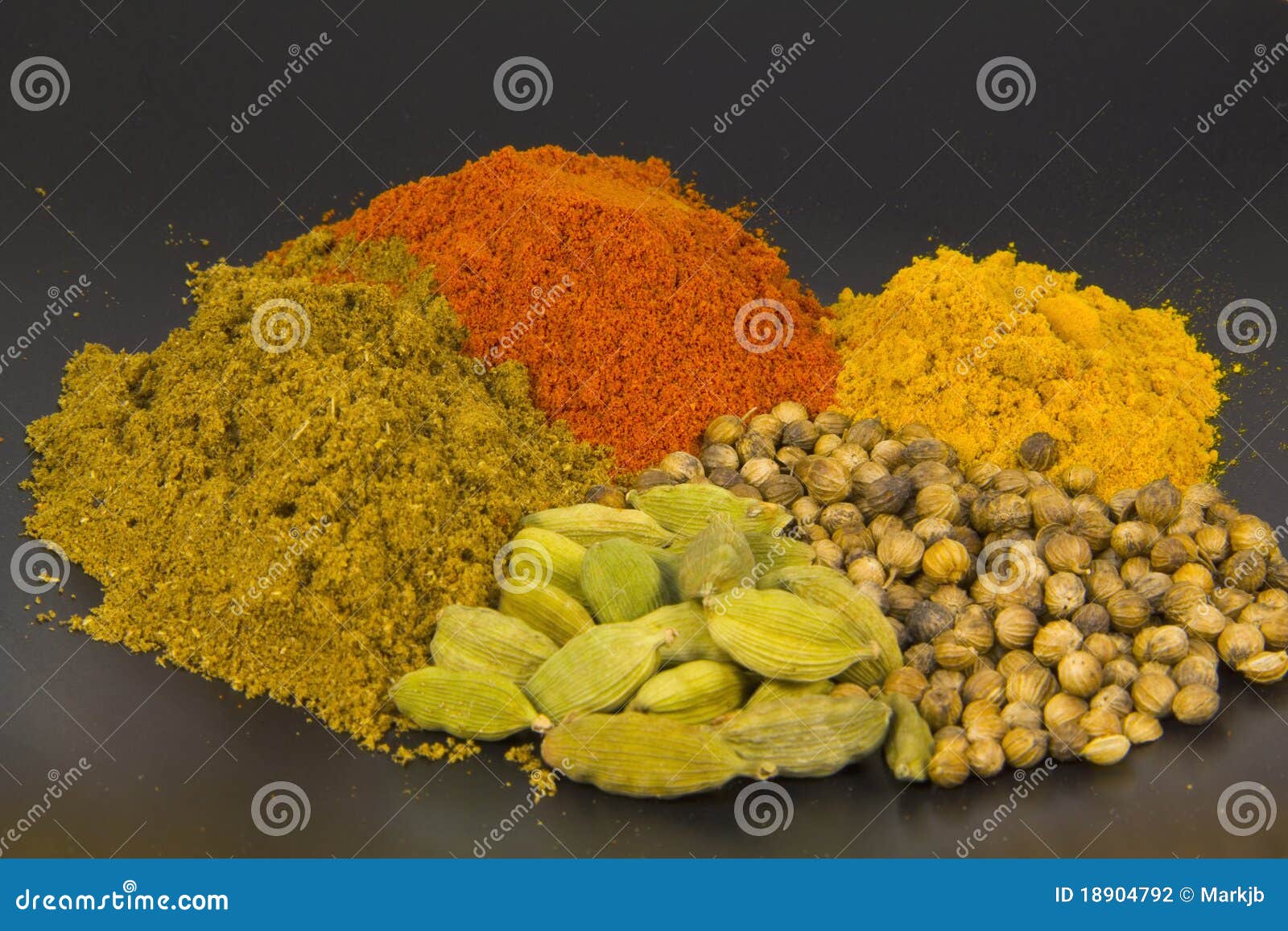 Indian Spices Isolated on Black Stock Photo - Image of black, cardamom ...