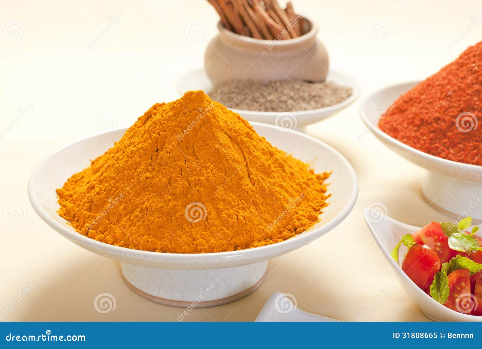 Indian spices on a plate stock image. Image of curcuma - 31808665