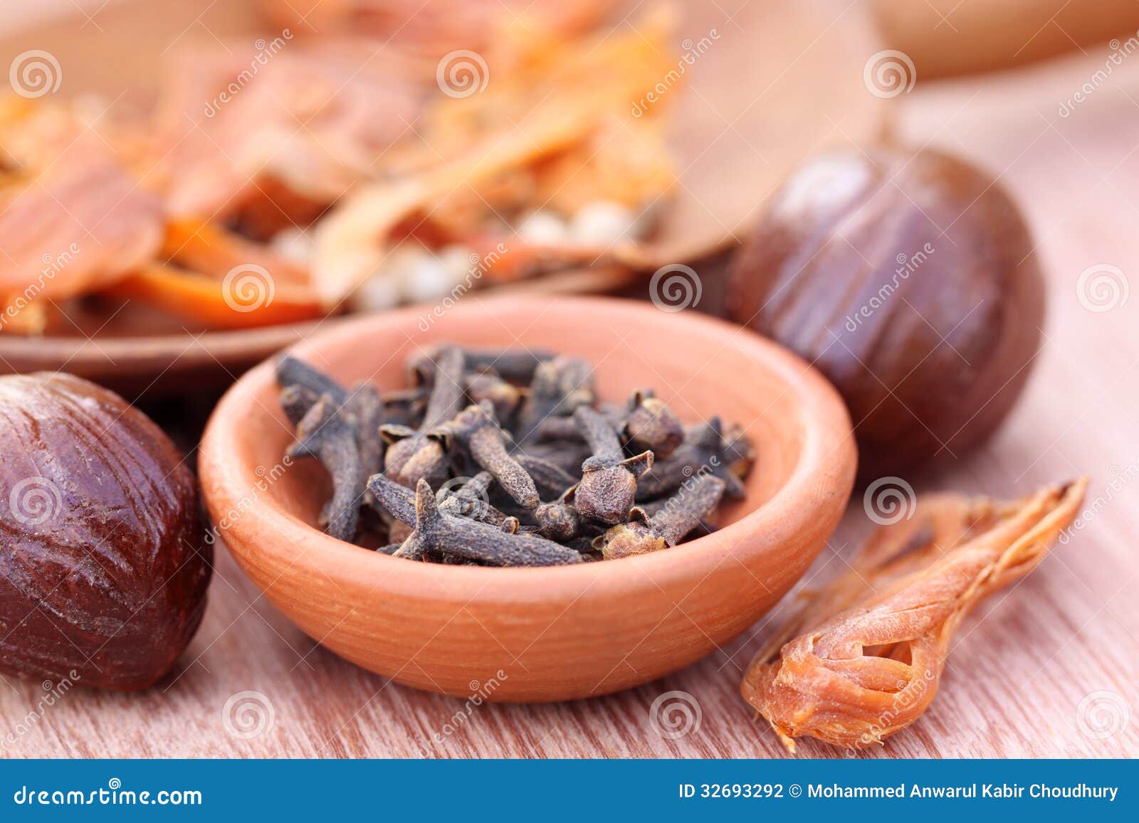 Indian Spices on a Wooden Surface Stock Photo - Image of jaifal, flavor ...
