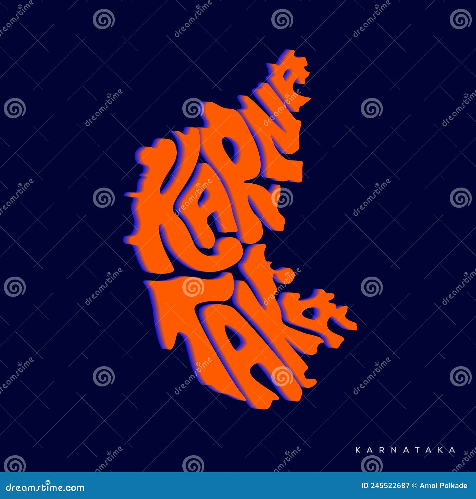 Indian State Karnataka Map Lettering. Karnataka Map Lettering Stock ...